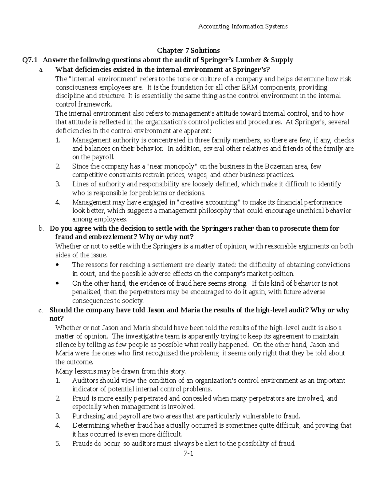 Answer-Ch-07 - AIS - Accounting Information Systems Chapter 7 Solutions ...