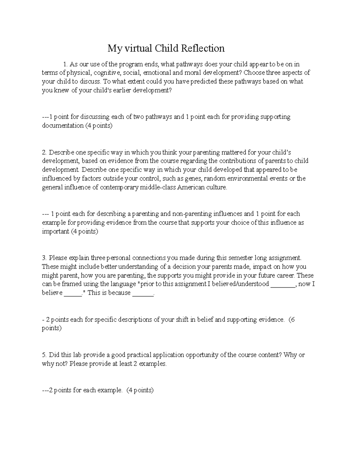 My virtual Child Reflection #6 - My virtual Child Reflection As our use ...