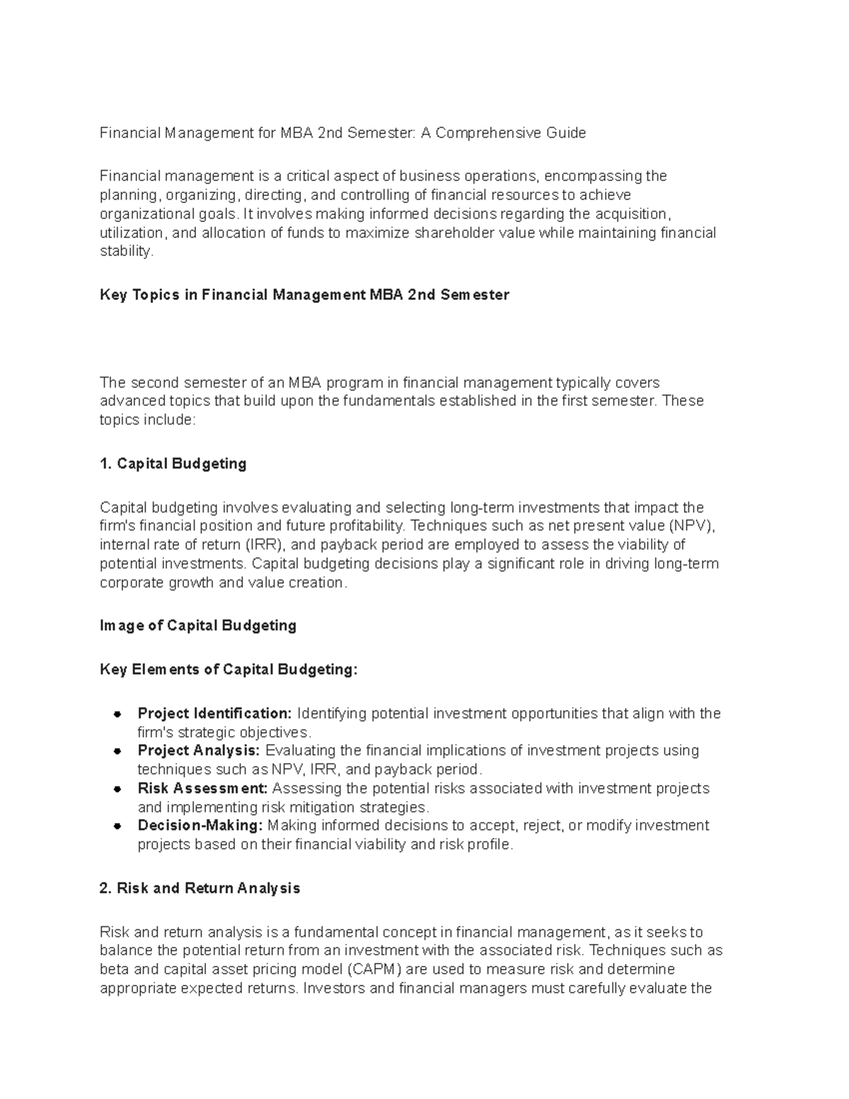 Mac1717 - N-A - Financial Management for MBA 2nd Semester: A ...