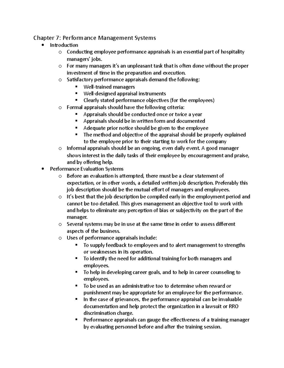 Chapter 7 - Performance Management Systems - o For many managers it’s ...