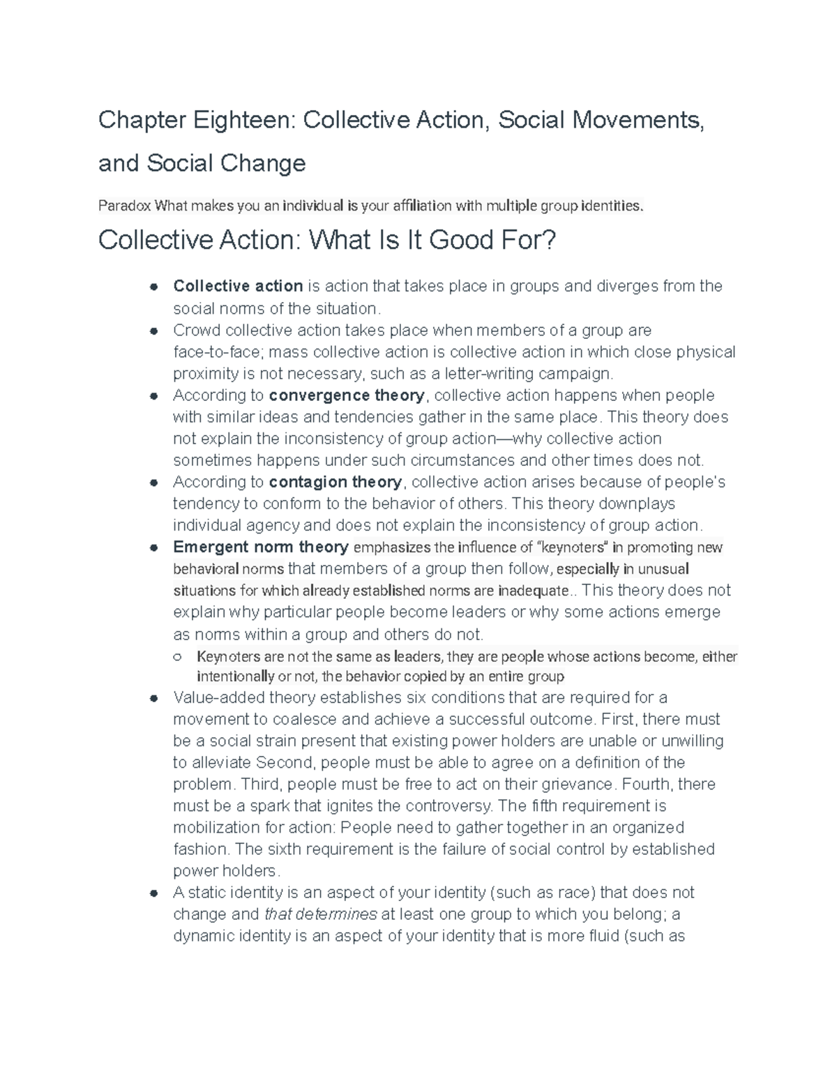 Chapter Eighteen: Collective Action, Social Movements, and Social ...