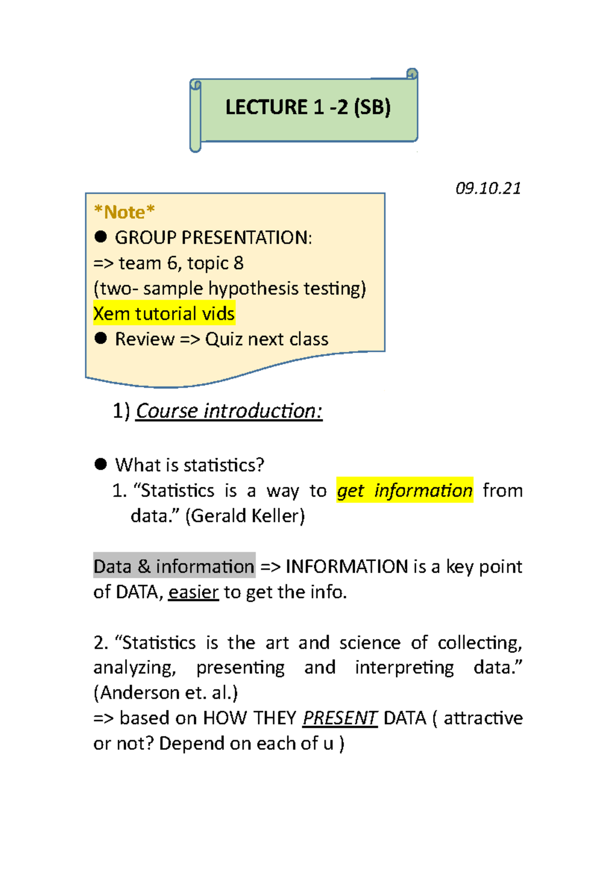 Lecture 1-2 ( note) - this is a note for chap 1,2 in SB course ...