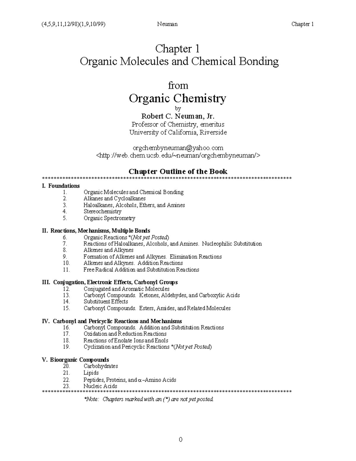 Chapter 1 - Organic Chemistry 101 Notes - (4,5,9,11,12/98)(1,9,10/99 ...