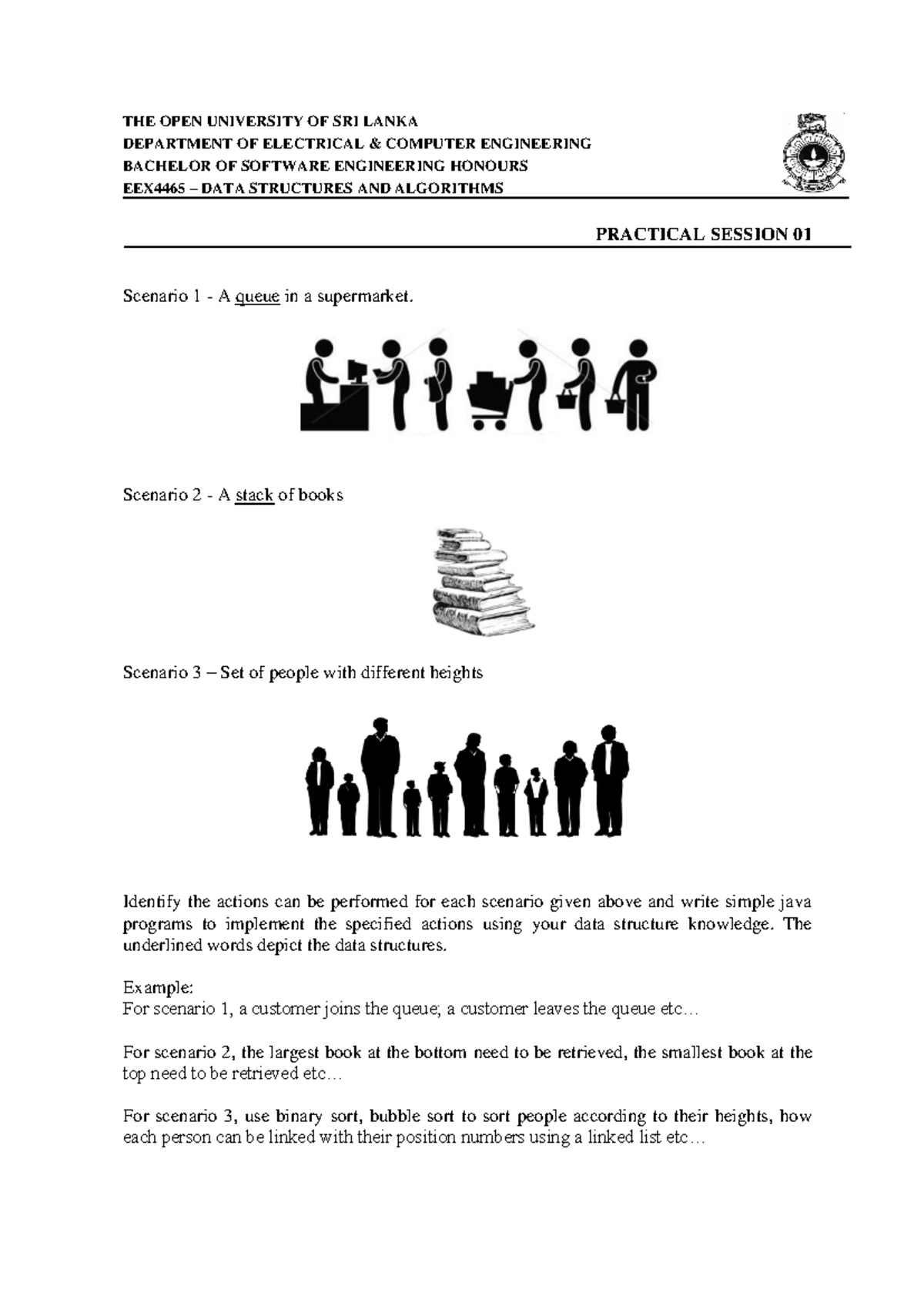 Eex4465 Ps 01 Data Structures And Algorithm The Open University Of Sri Lanka Department Of