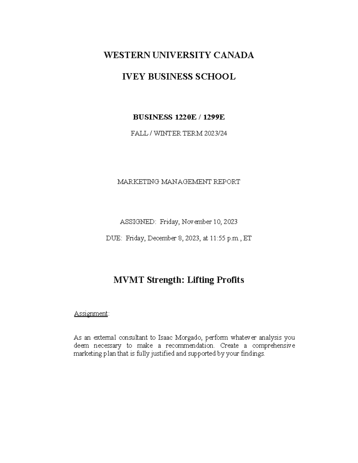 Gis9 Rfltjc - WESTERN UNIVERSITY CANADA IVEY BUSINESS SCHOOL BUSINESS ...