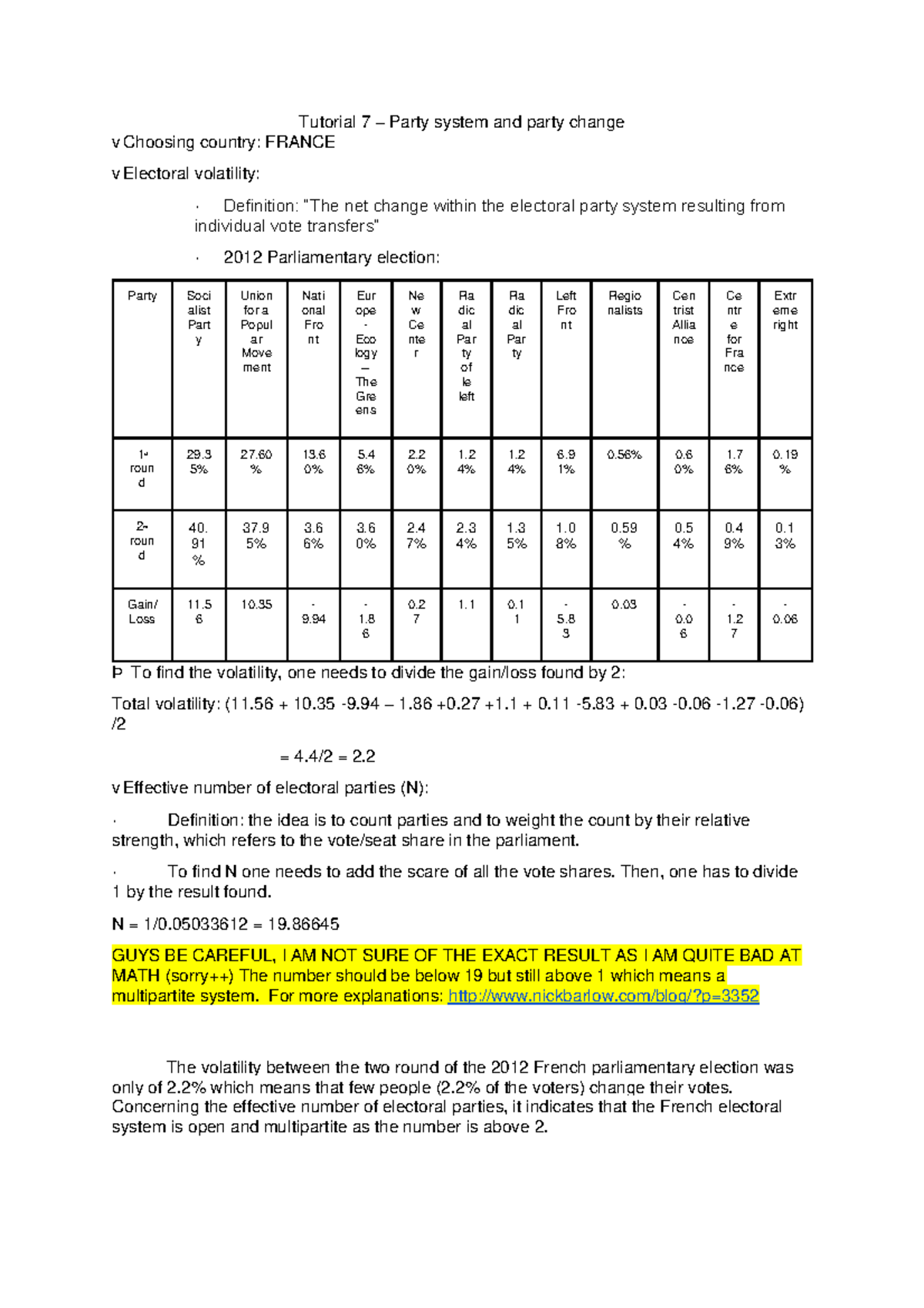 Tutorial 7 research - Tutorial 7 – Party system and party change v ...