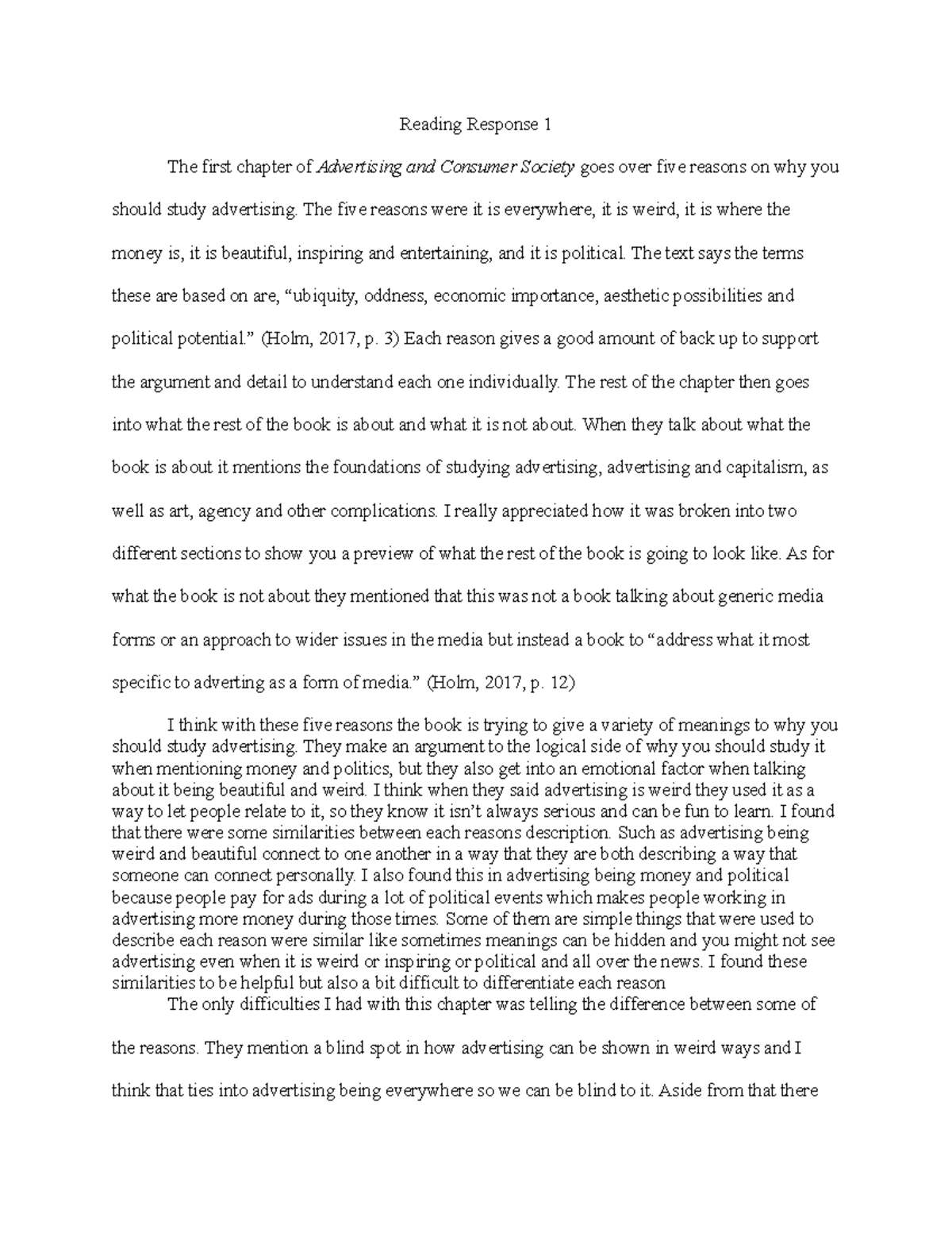 Reading Response 1 - The five reasons were it is everywhere, it is ...