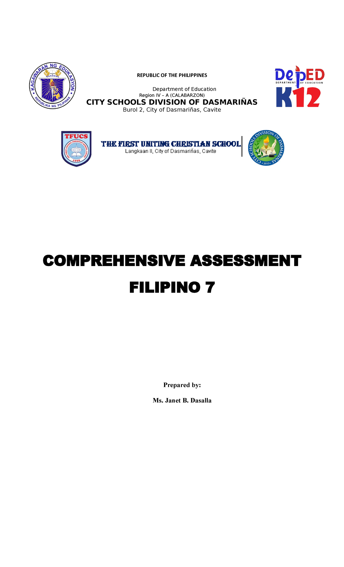 7- Filipino - lesson plan - REPUBLIC OF THE PHILIPPINES Region IV – A ...