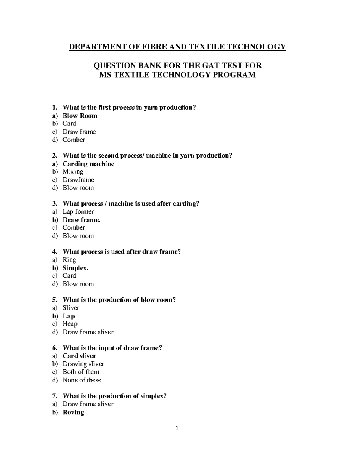 Textile Technology - DEPARTMENT OF FIBRE AND TEXTILE TECHNOLOGY ...