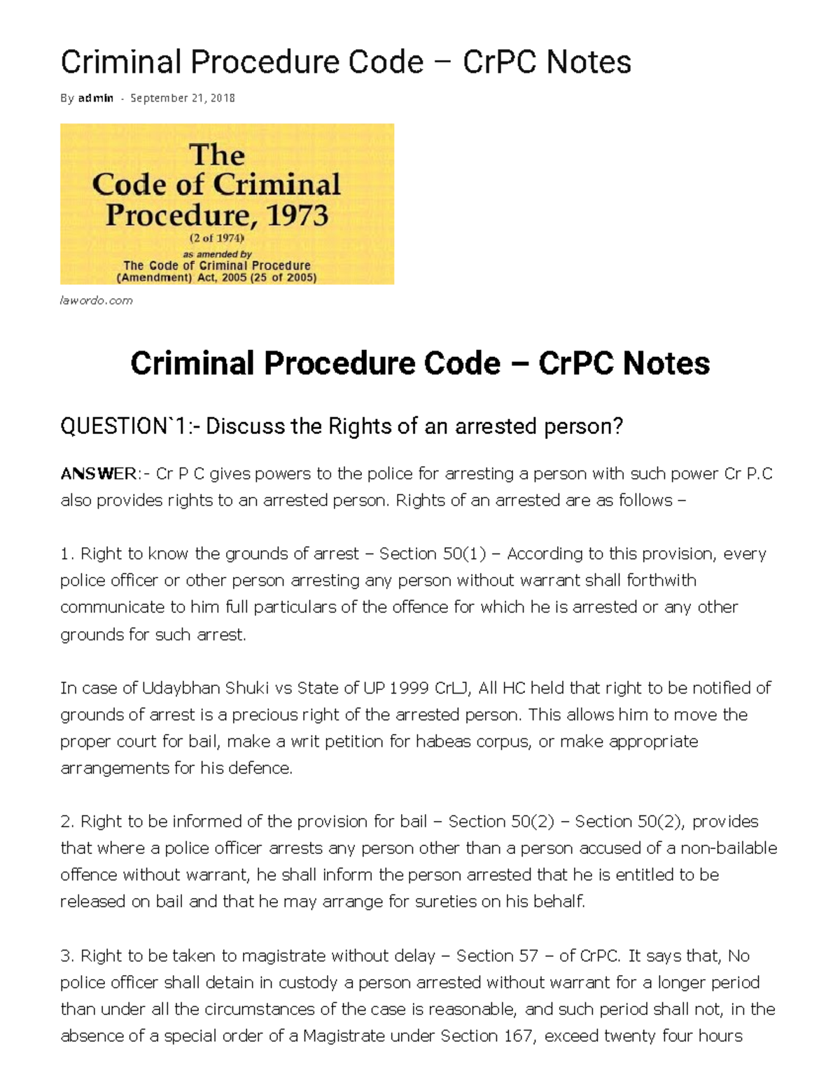 Criminal Procedure Code - Cr PC Notes - Law Ordo - Criminal Procedure ...