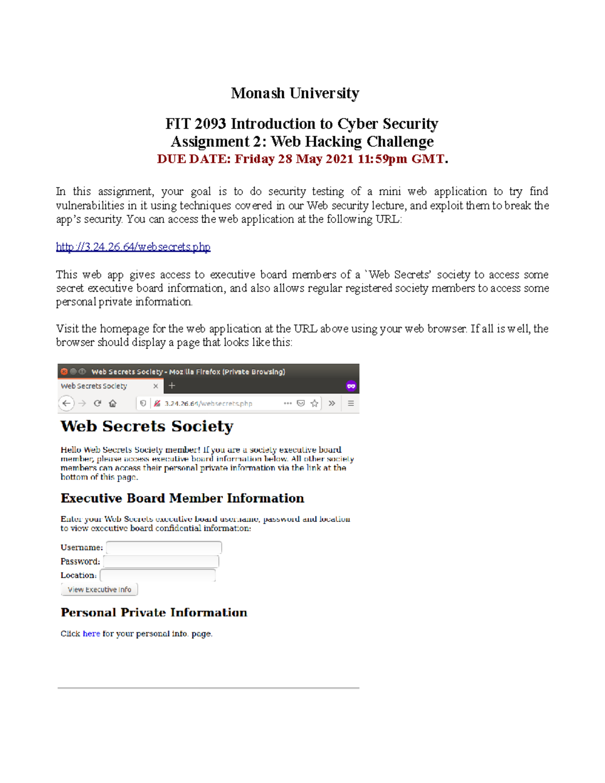 FIT2093 Assignment 2 Specs - Monash University FIT 2093 Introduction to ...