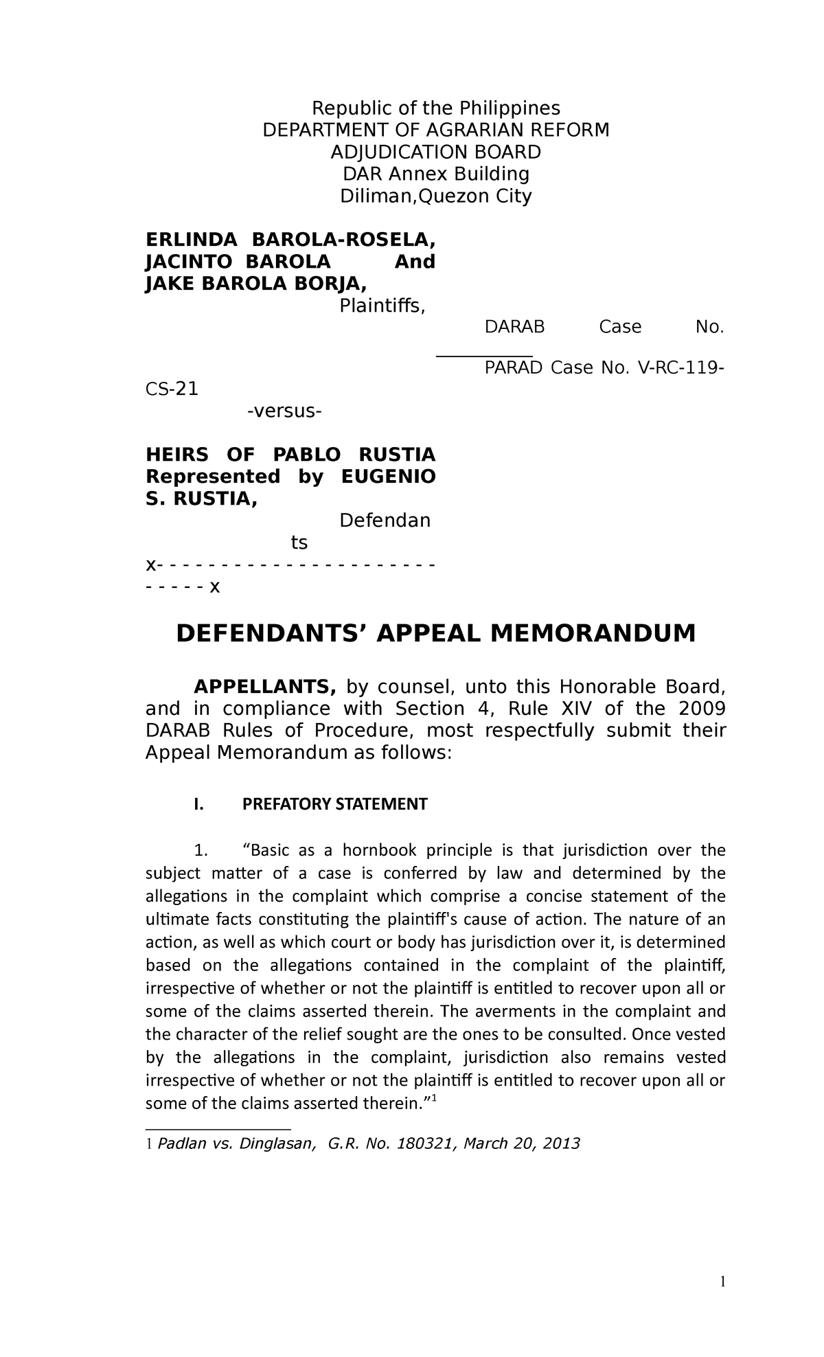 Appealbrief - reading - Republic of the Philippines DEPARTMENT OF ...