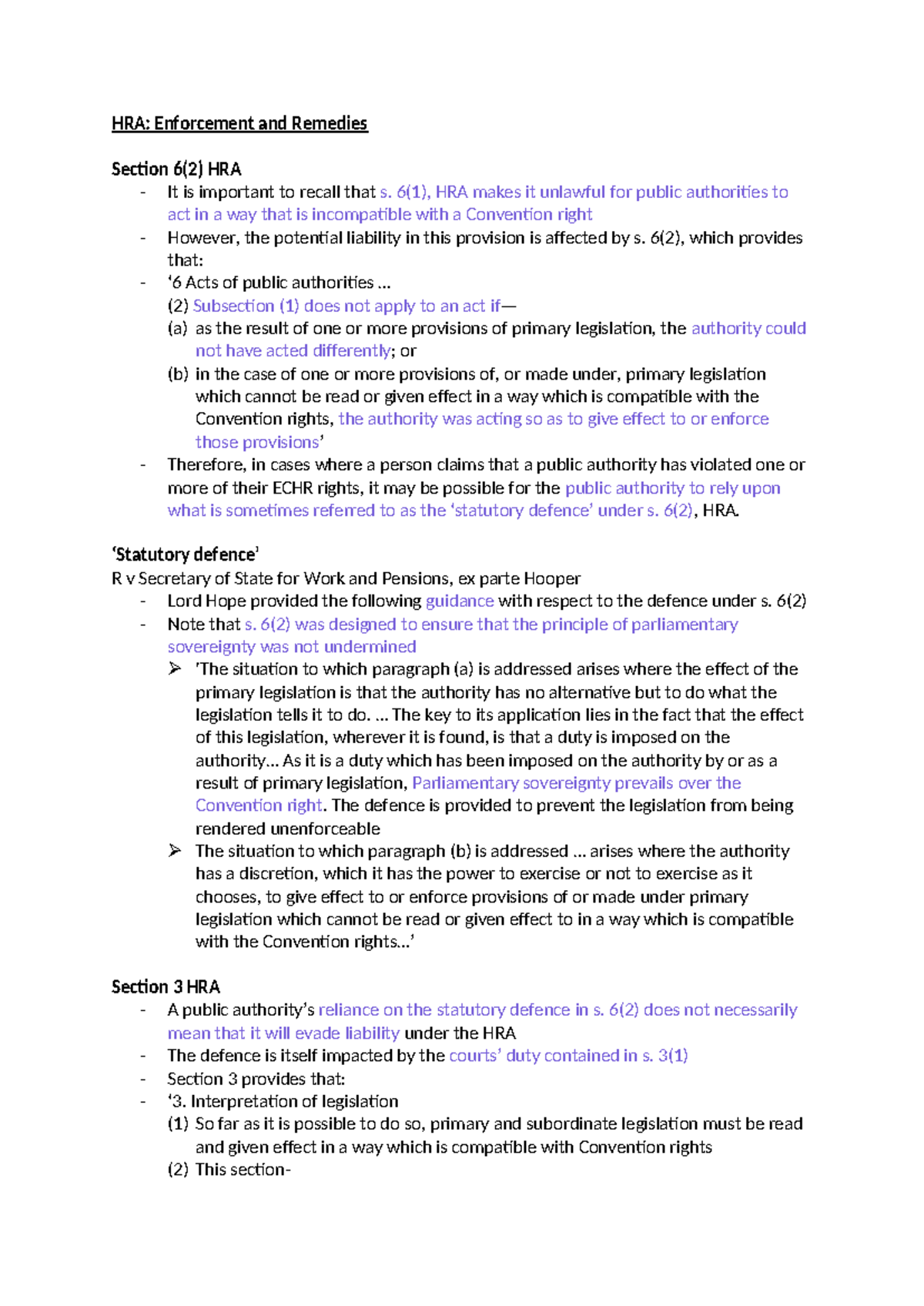 6. Enforcement and Remedies - HRA: Enforcement and Remedies Section 6(2 ...