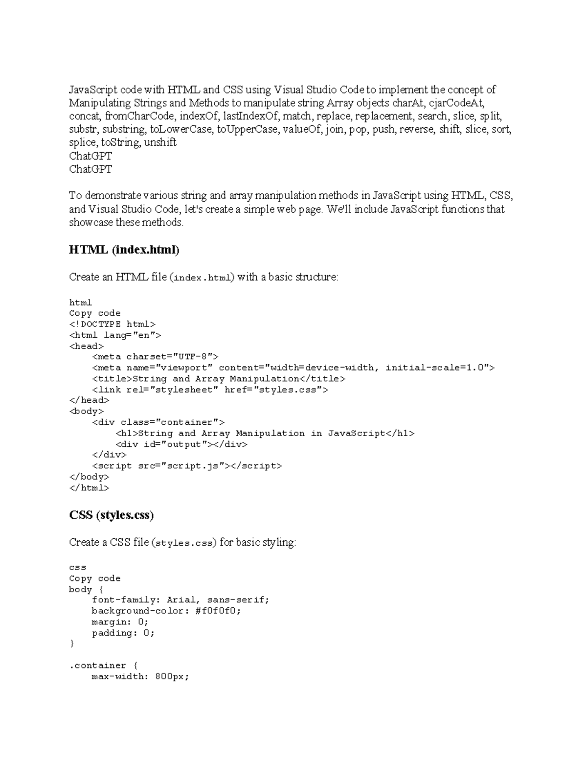 Java Script code with HTML and CSS using Visual Studio Code to implement the concept of ...
