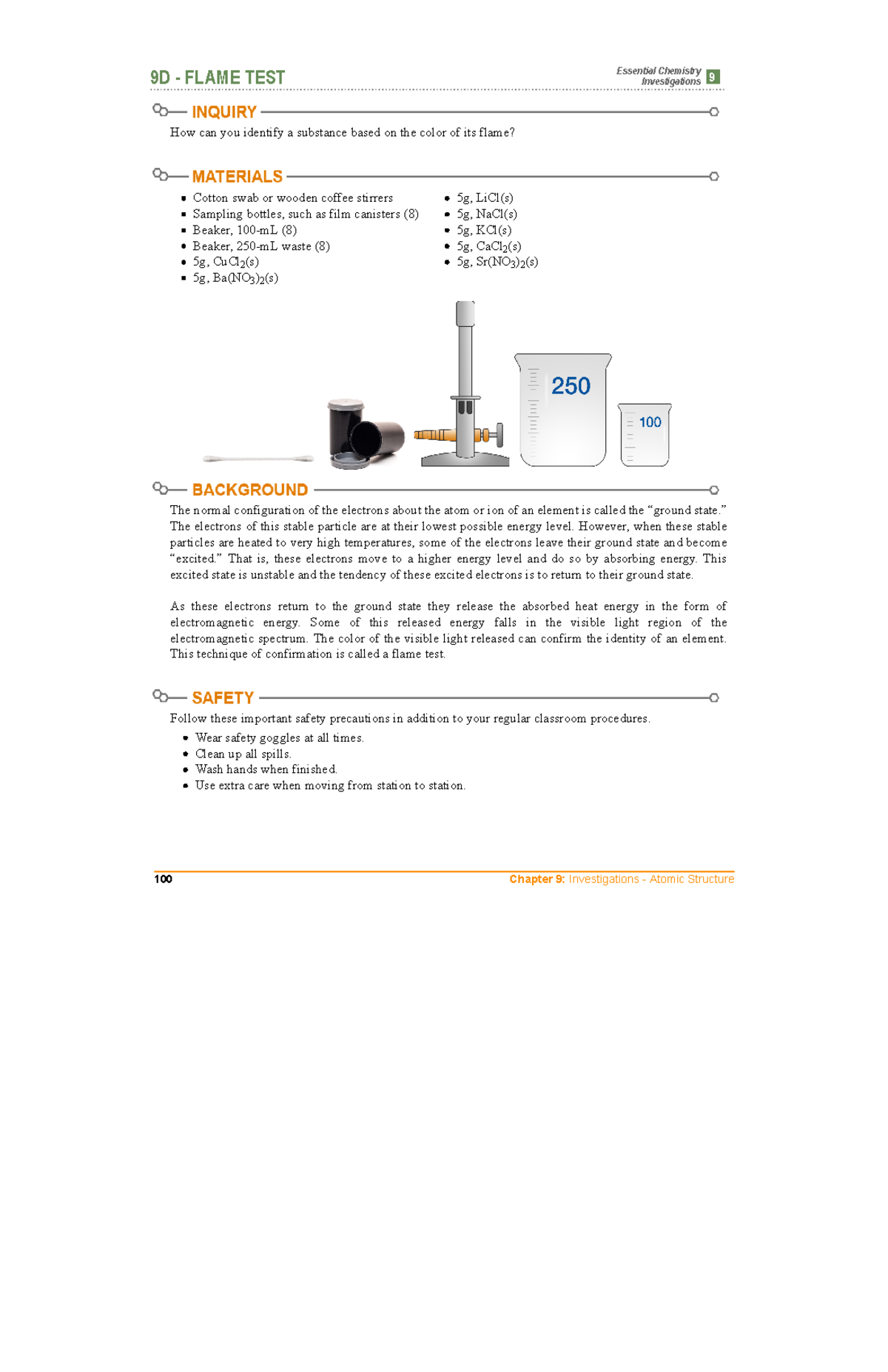 Flame test Lab manual 9D FLAME TEST Essential Chemistry