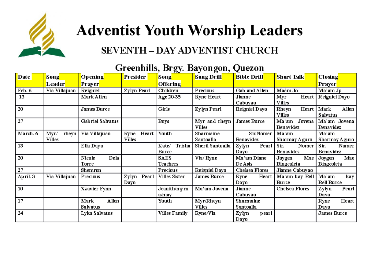 Adventist Youth Worship Leaders - Adventist Youth Worship Leaders ...