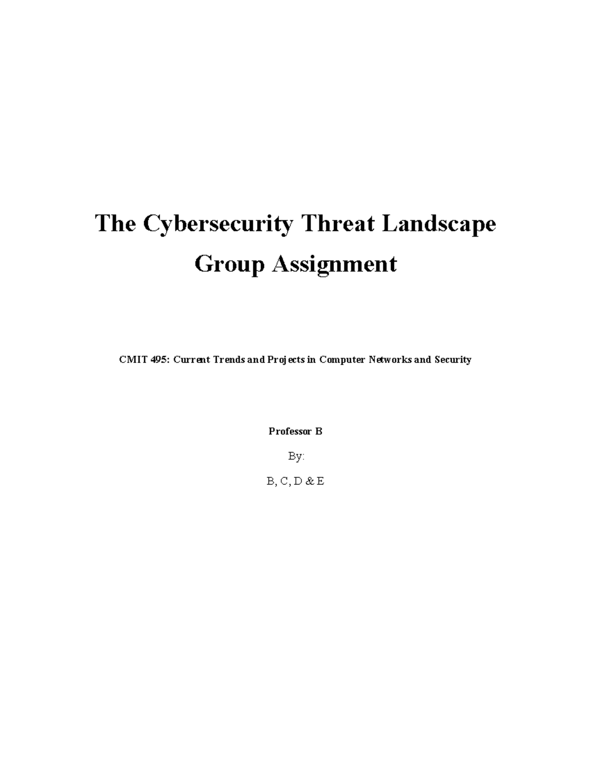Project 4 The Cybersecurity Threat Landscape - The Cybersecurity Threat ...