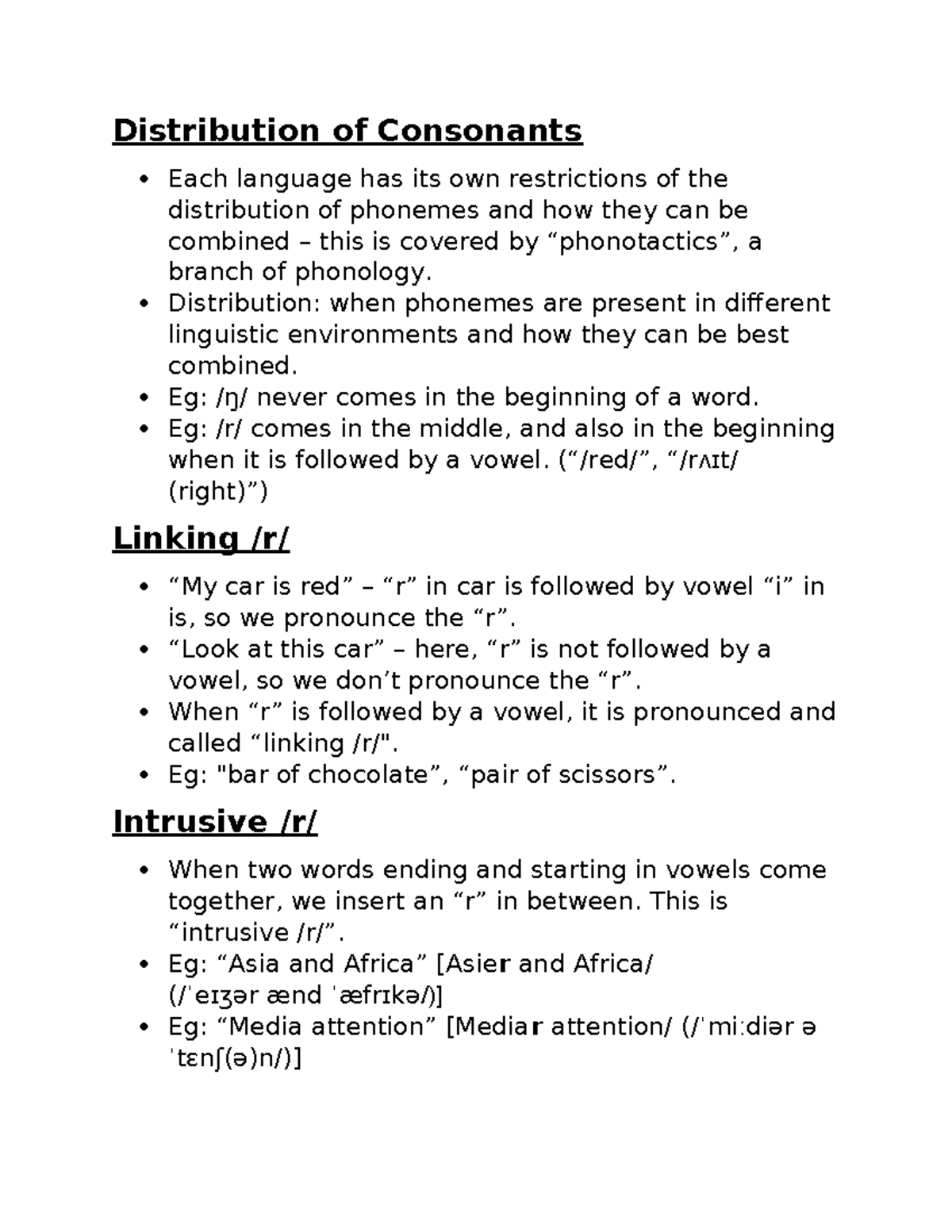 Distribution of Consonants Linking and Intrusive r - Distribution of ...