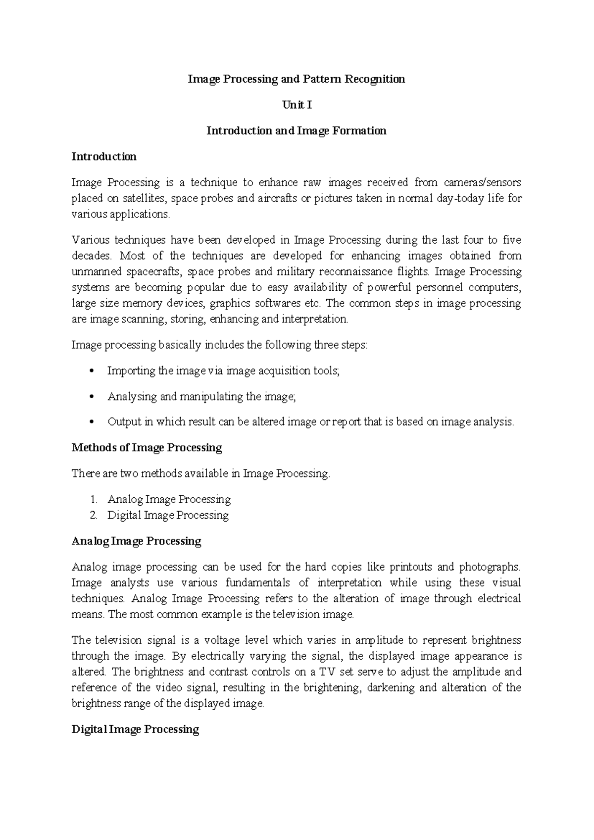 IPPR Notes - Image Processing and Pattern Recognition Unit I ...