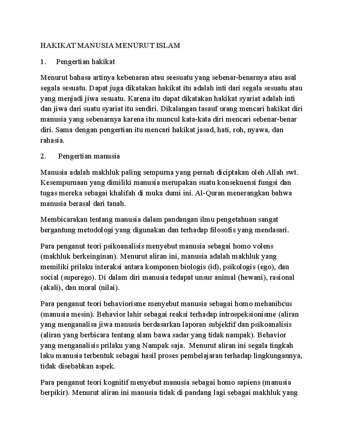 Hakikat Manusia Menurut Islam - HAKIKAT MANUSIA MENURUT ISLAM ...