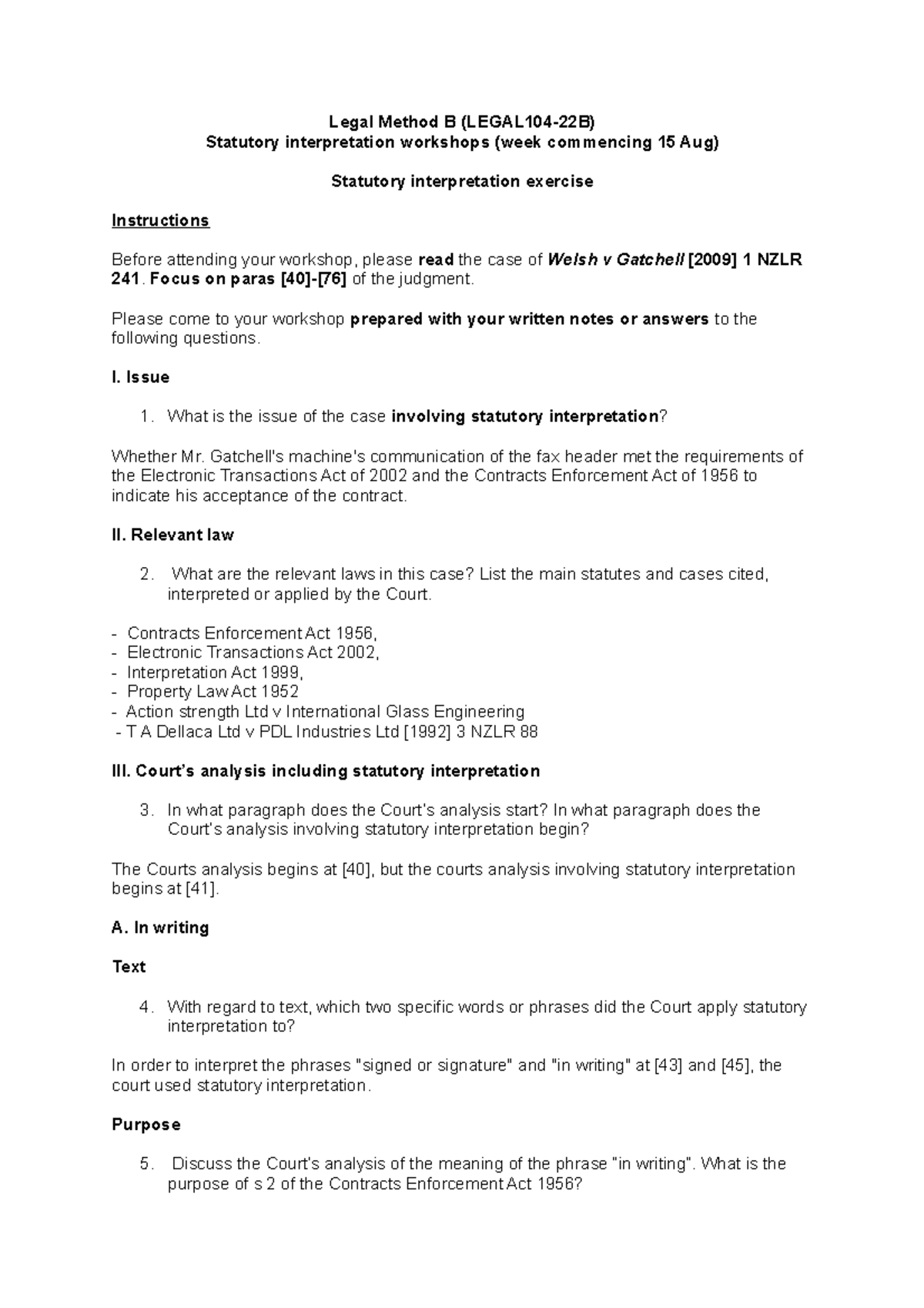 Statutory interpretation - PF 3 - Legal Method B (LEGAL104-22B ...