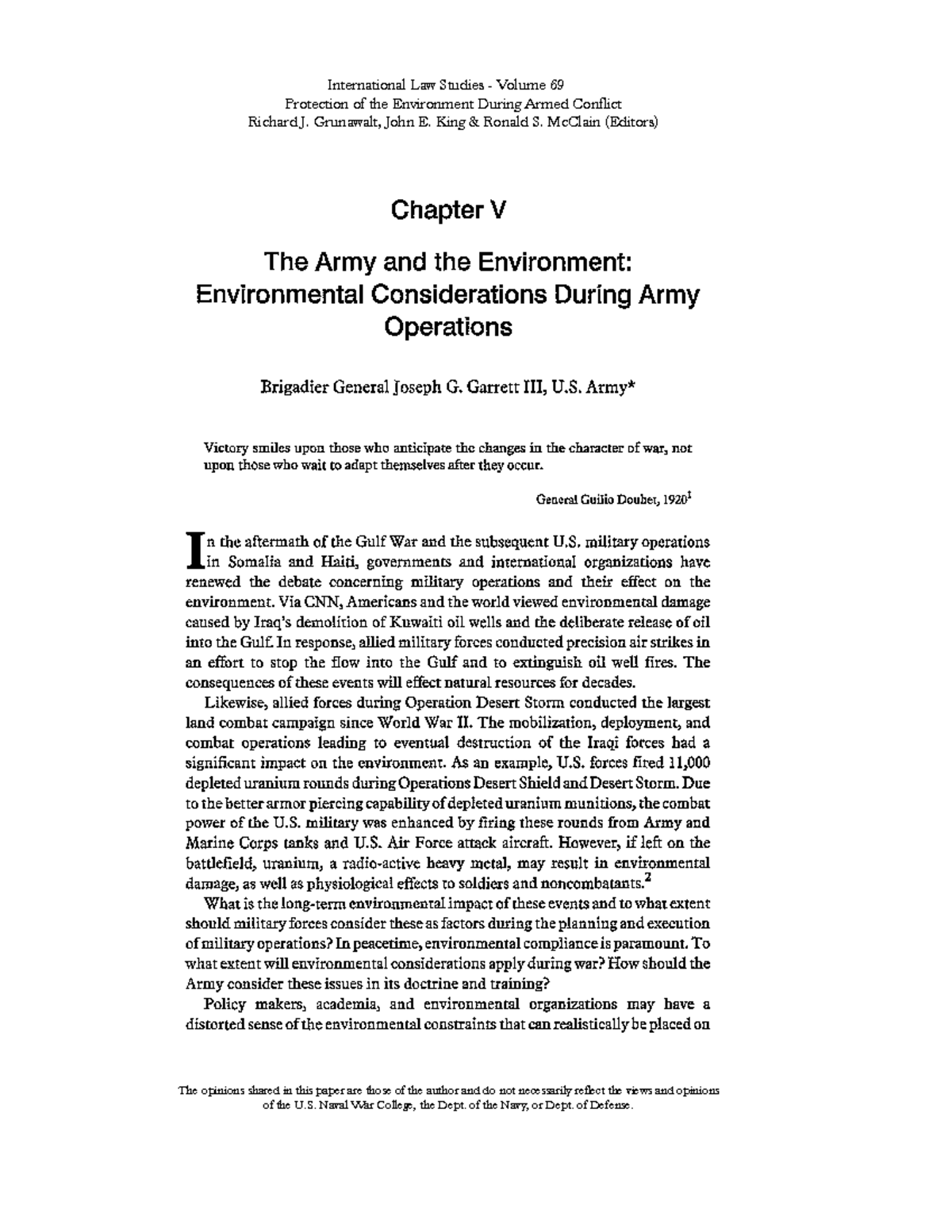 The Army and the Environment Environmental Considerations During ...
