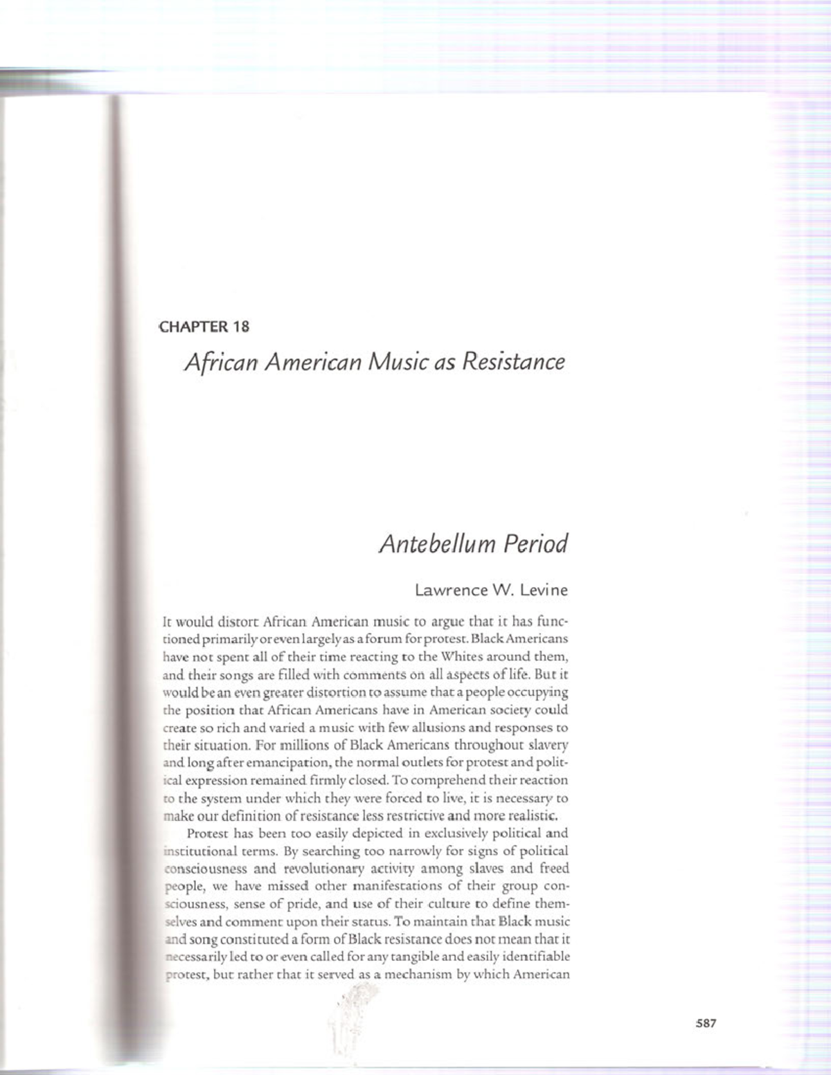 (Levine) African American music as resistance IAH 241A Paul Schauert ...