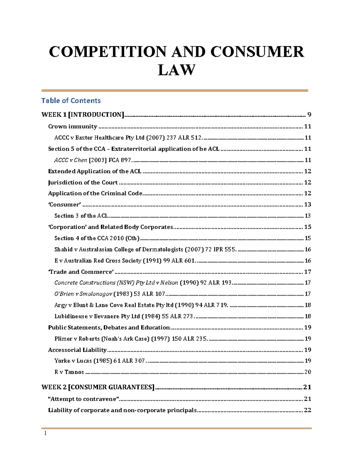 Competition And Consumer Law Notes COMPETITION AND CONSUMER LAW competition-and-consumer-law-notes-competition-and-consumer-law