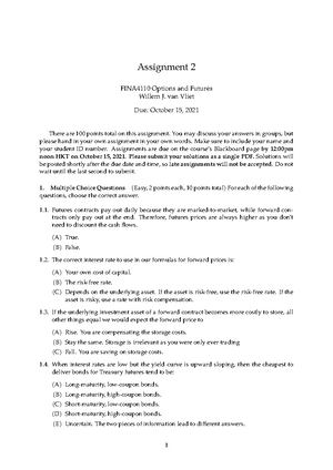 Option and future - fina4110 - CUHK - Studocu