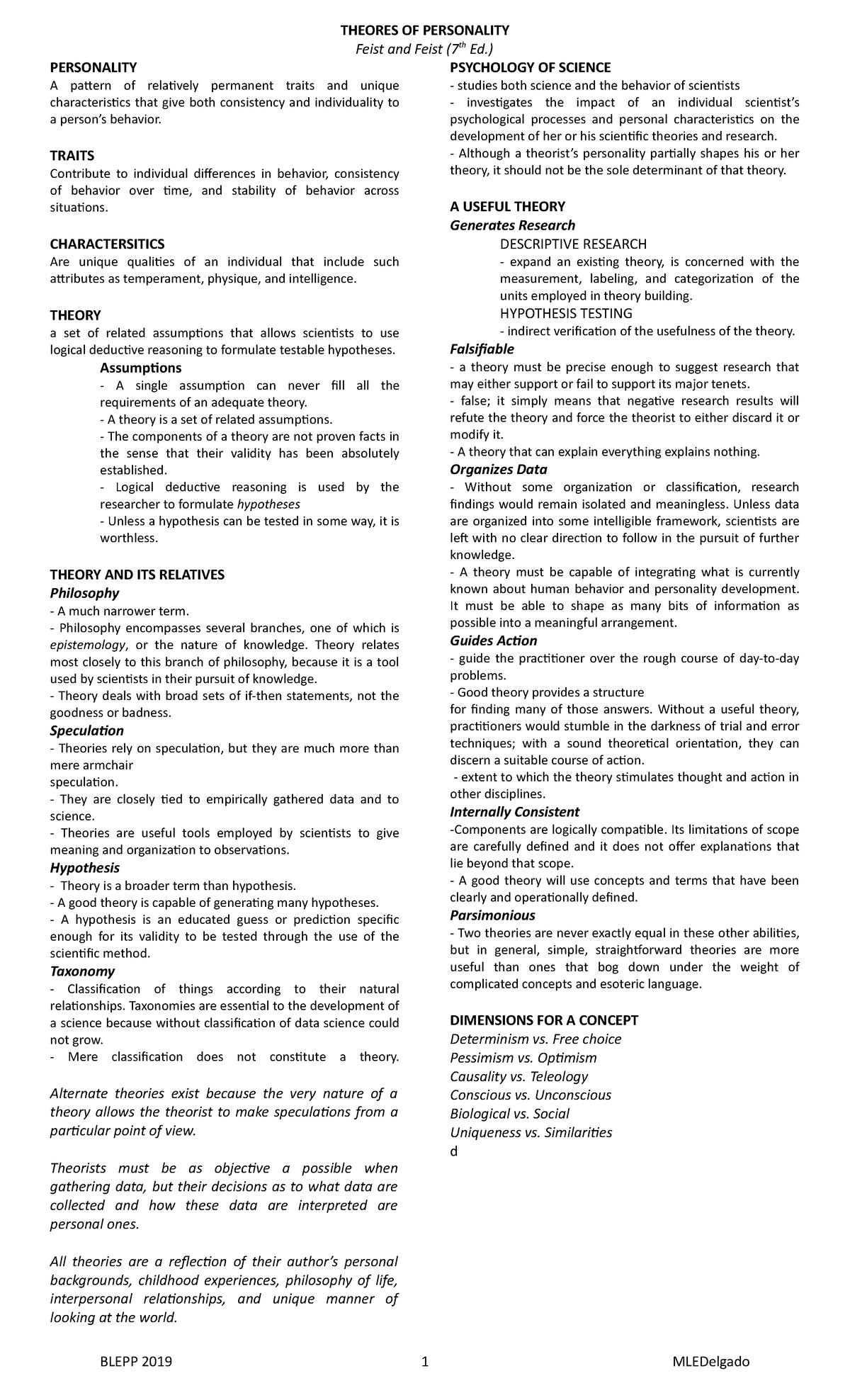 438051540 Summary Theories of Personality Feist Feist - Feist and Feist ...