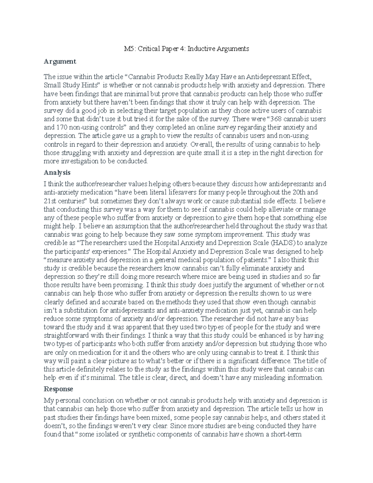 M5 Critical Paper 4 Inductive Arguments - M5: Critical Paper 4 ...