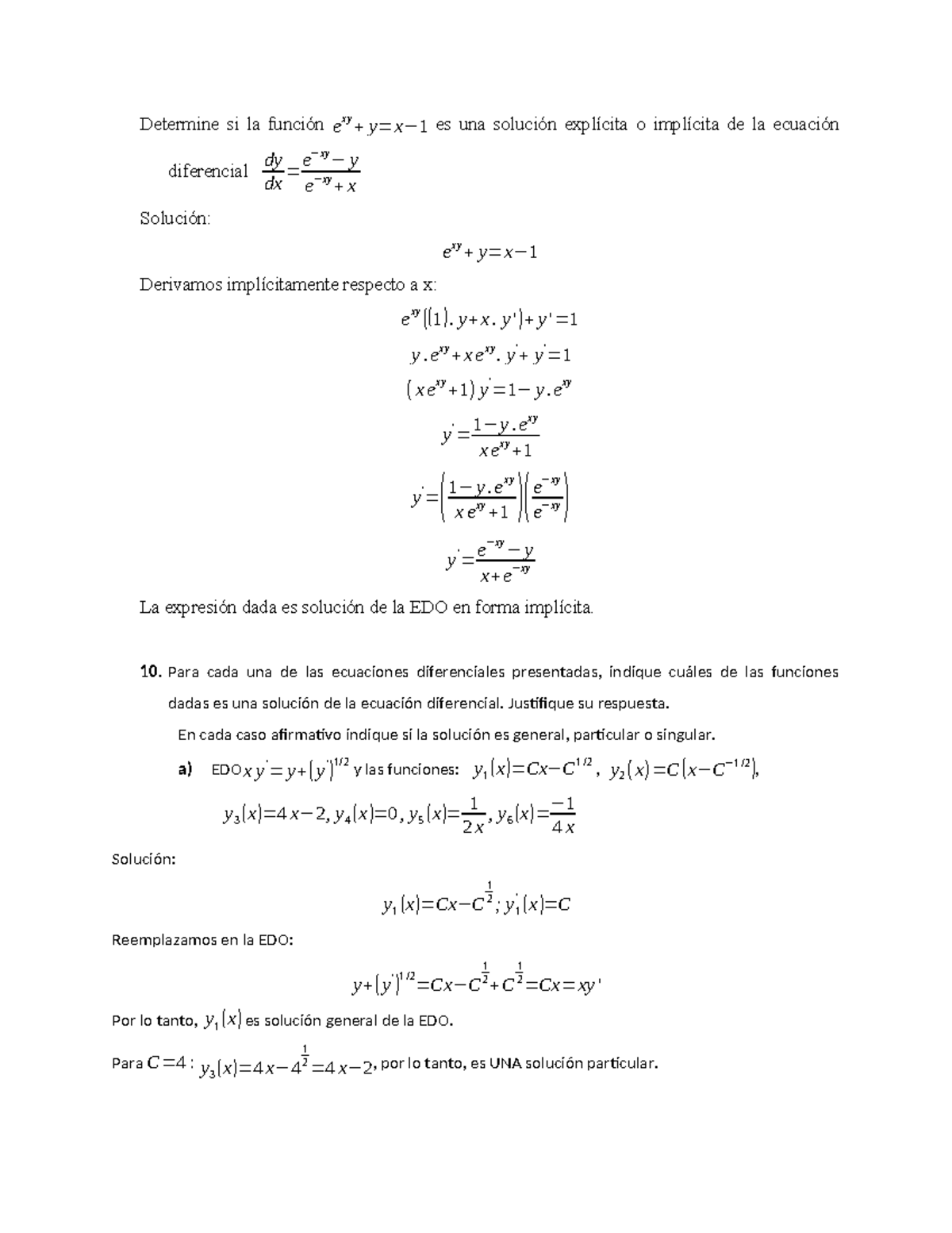 Clase 22-08 Calculo III - Determine si la función e xy y=x− 1 es una ...