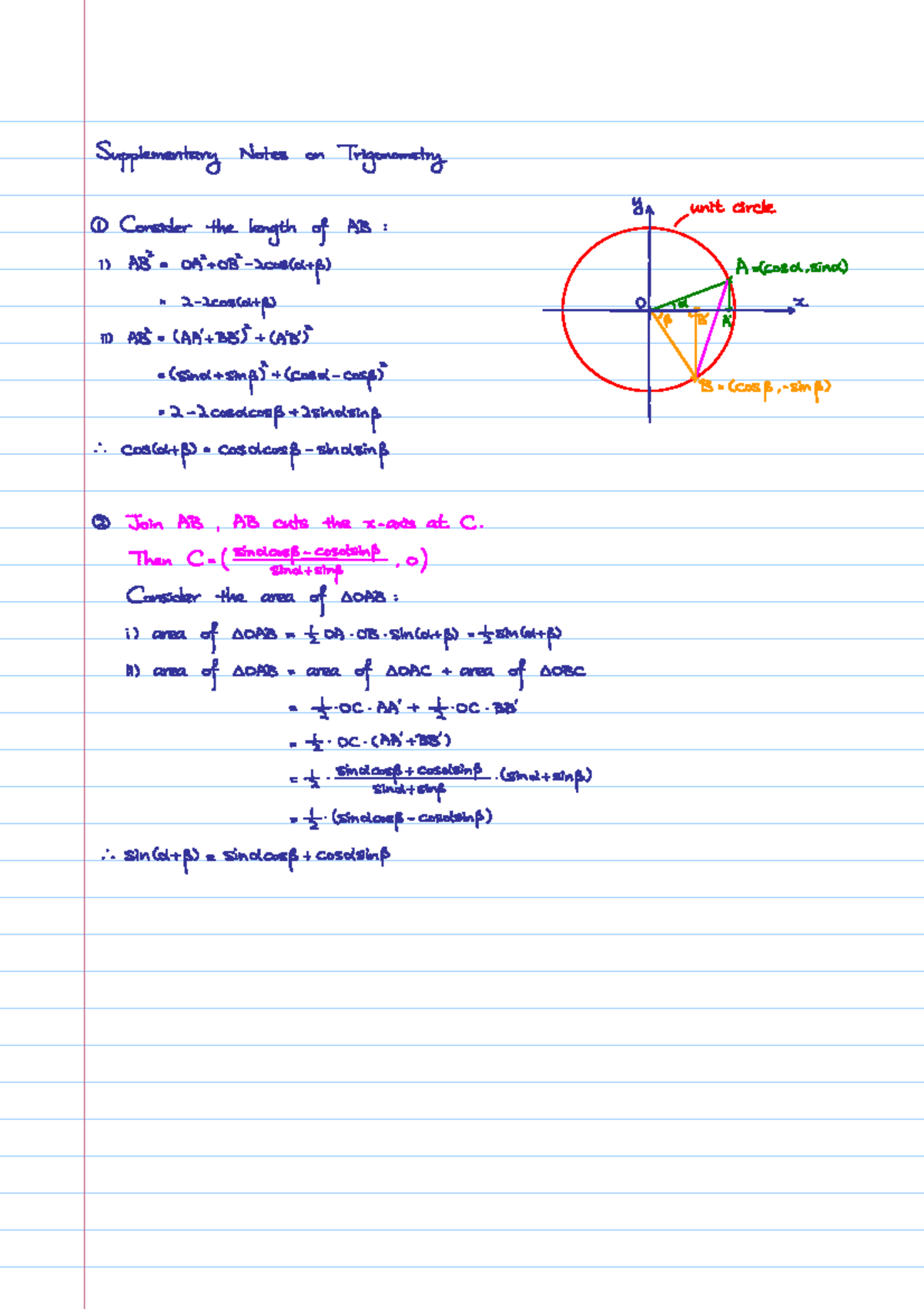 Supplementary Notes on Trigonometry - . AW.» 7 u 2;!!! A L ~11 \ - 4 4 ...