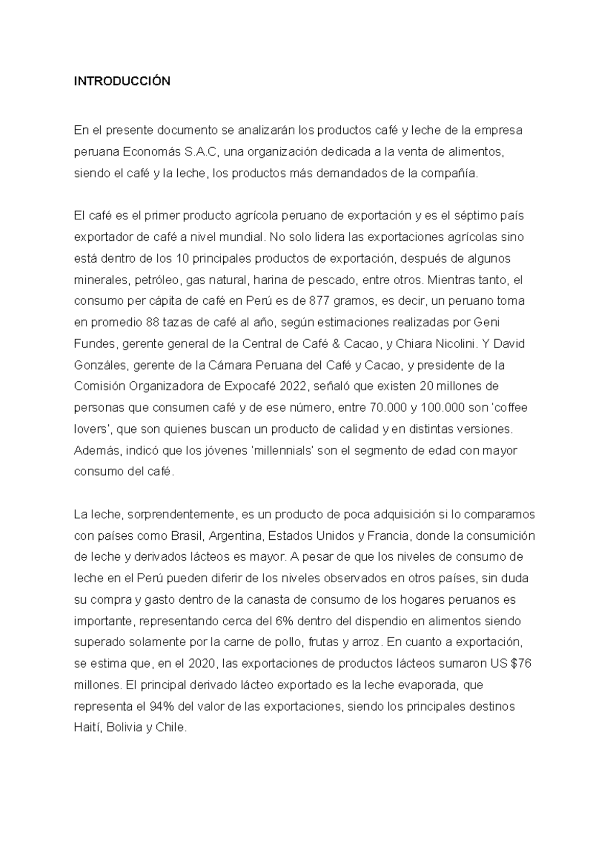 TA1 - Micro y macroeconomía - INTRODUCCIÓN En el presente documento se ...