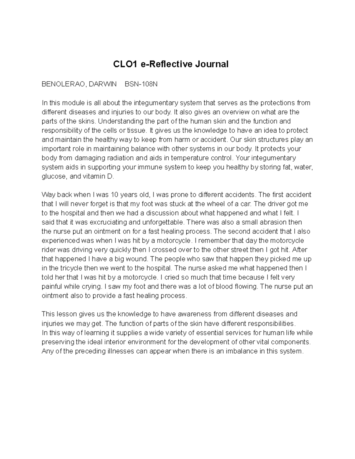 Benolerao CLO1 e-Reflective Journal - CLO1 e-Reflective Journal ...