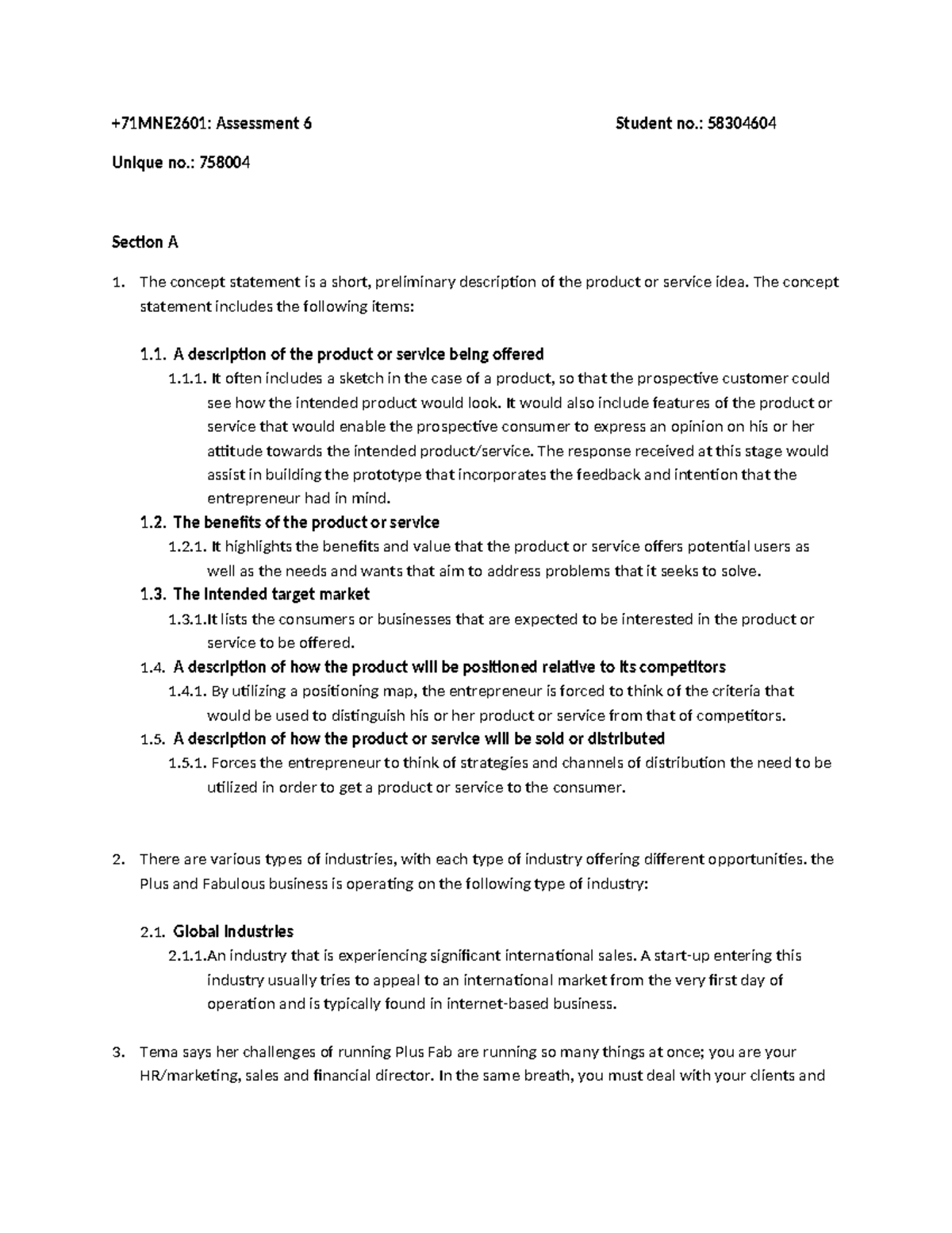 MNE2601 Assessment 6 - +71MNE2601: Assessment 6 Student no.: 58304604 ...