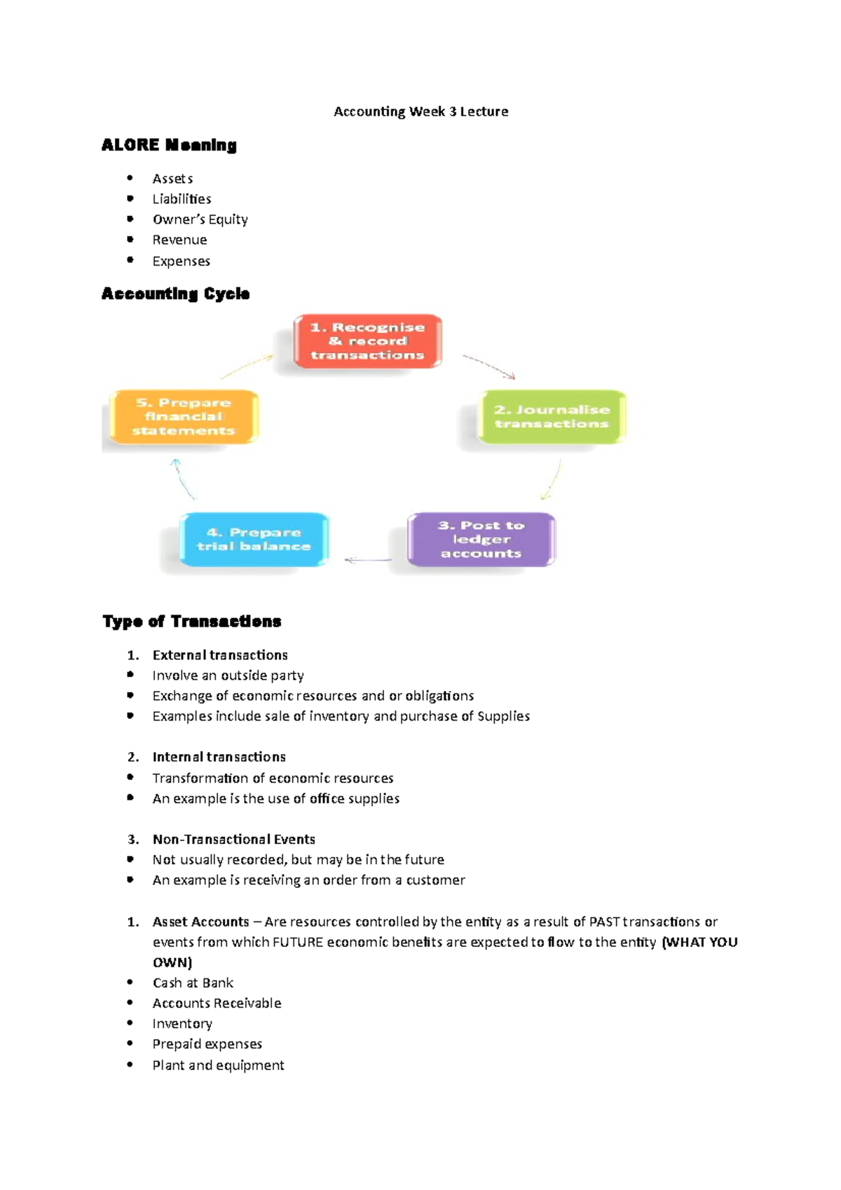 Accounting Week 3 Lecture - Accouning Week 3 Lecture ALORE Meaning ...