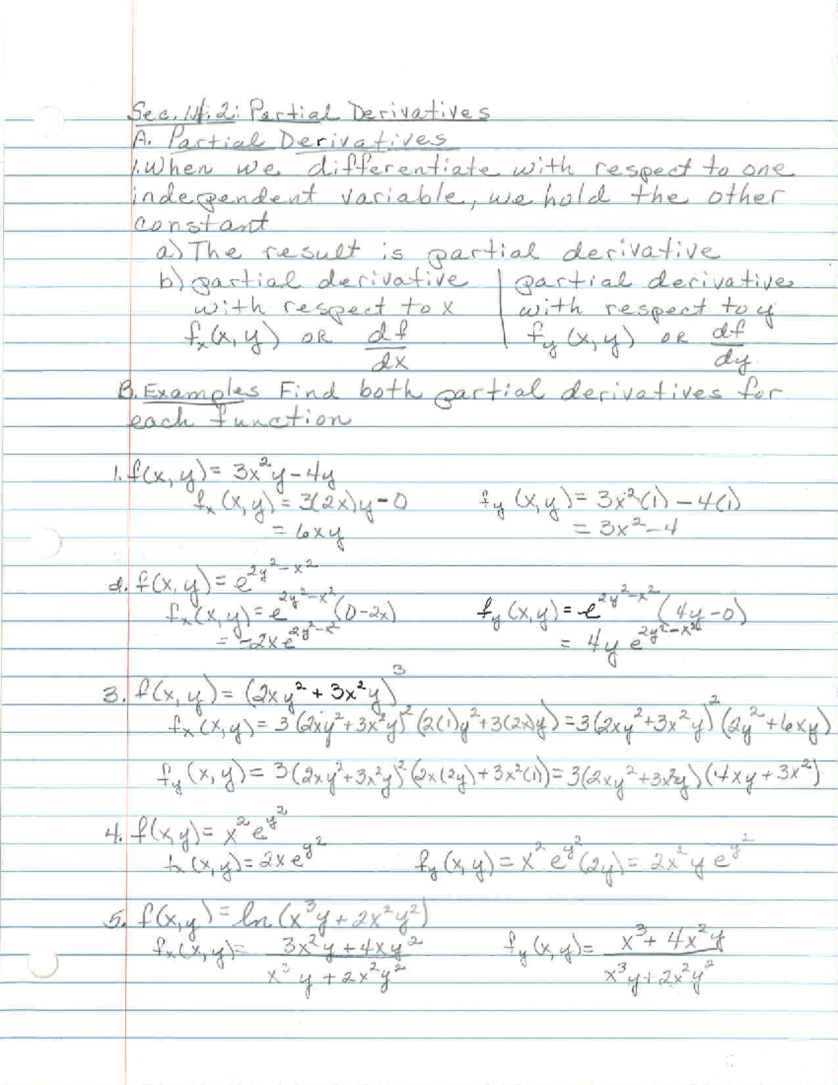 09Sec - Unit 3, section 14.2 notes - Math 1309 - Studocu
