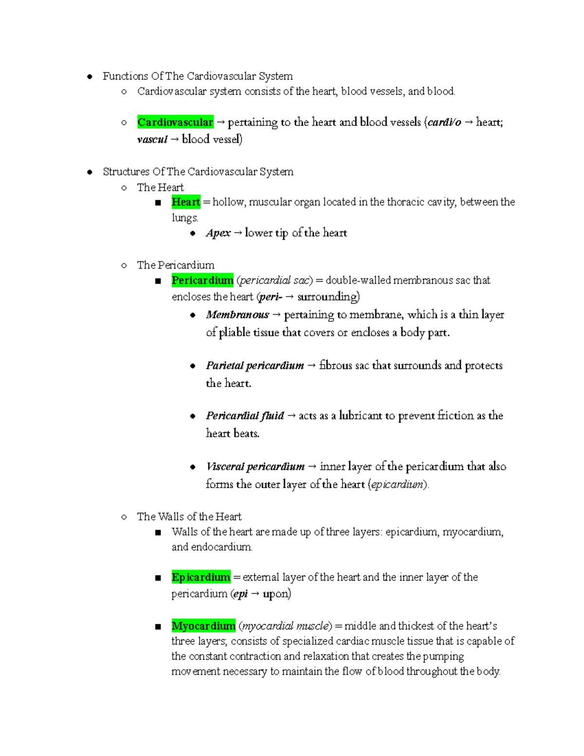 Chapter 5 The Cardiovascular System - Functions Of The Cardiovascular ...