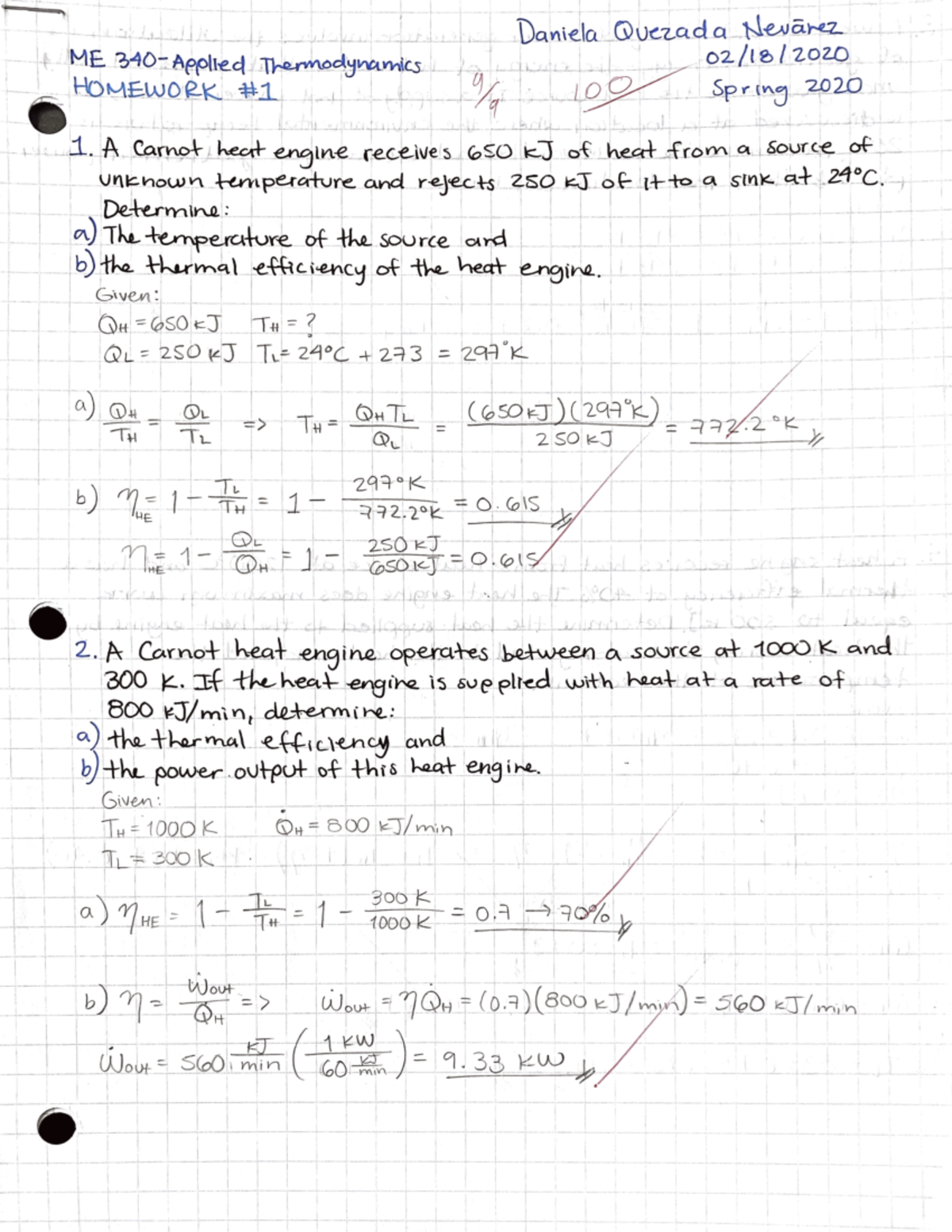 Applied Thermodynamics HW1 - M E 340 - Studocu