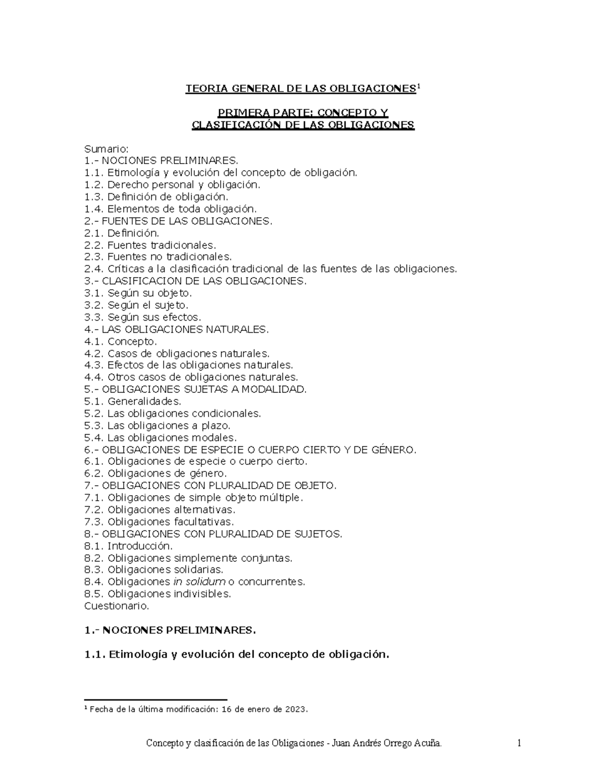 Concepto y Clasificación de las Obligaciones - TEORIA GENERAL DE LAS ...