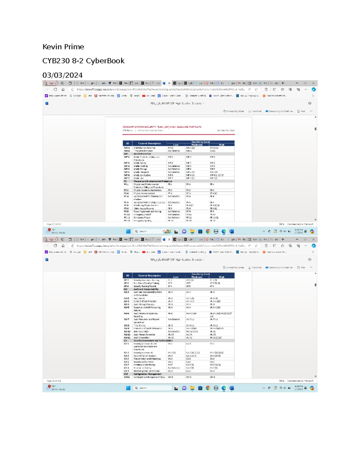 8-2 Cyber Playbook Submission Kevin Prime - CYB-515 - Kevin Prime CYB230 8-2 CyberBook 03/03 ...
