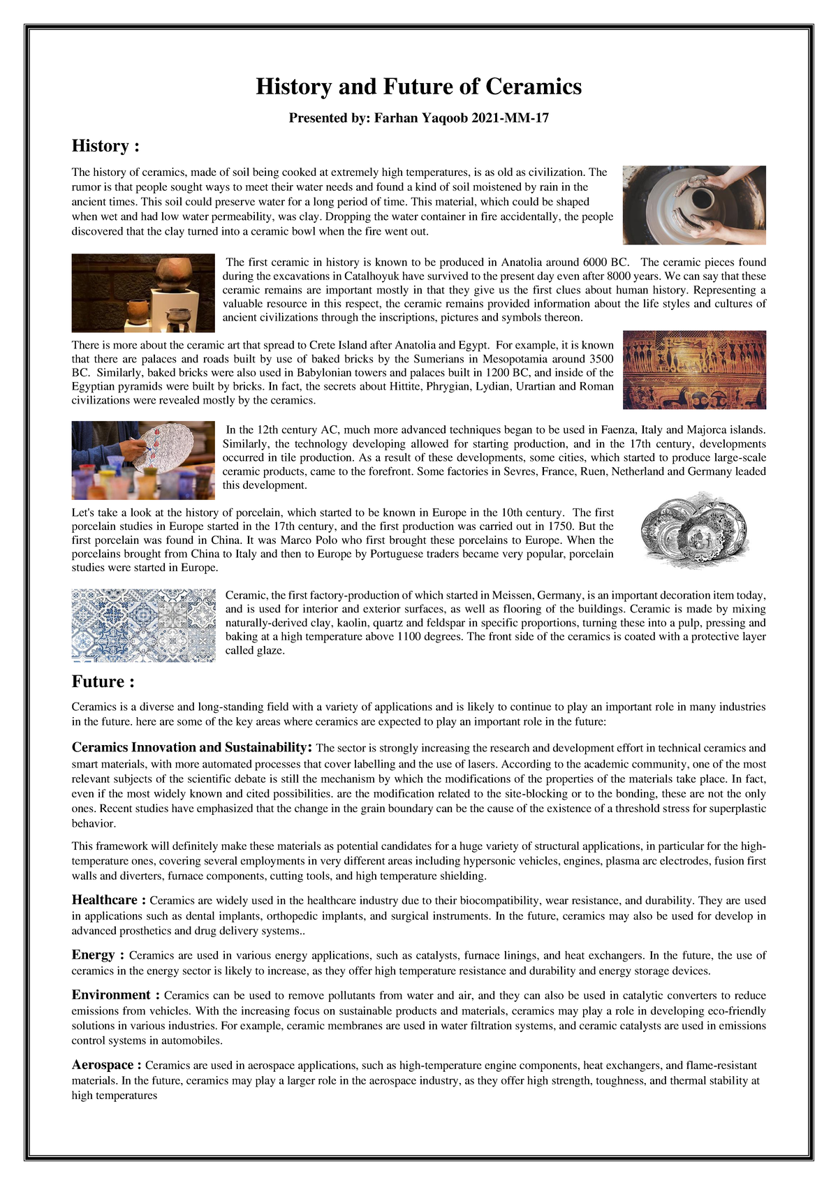 History and Future of Ceramics final - History and Future of Ceramics ...