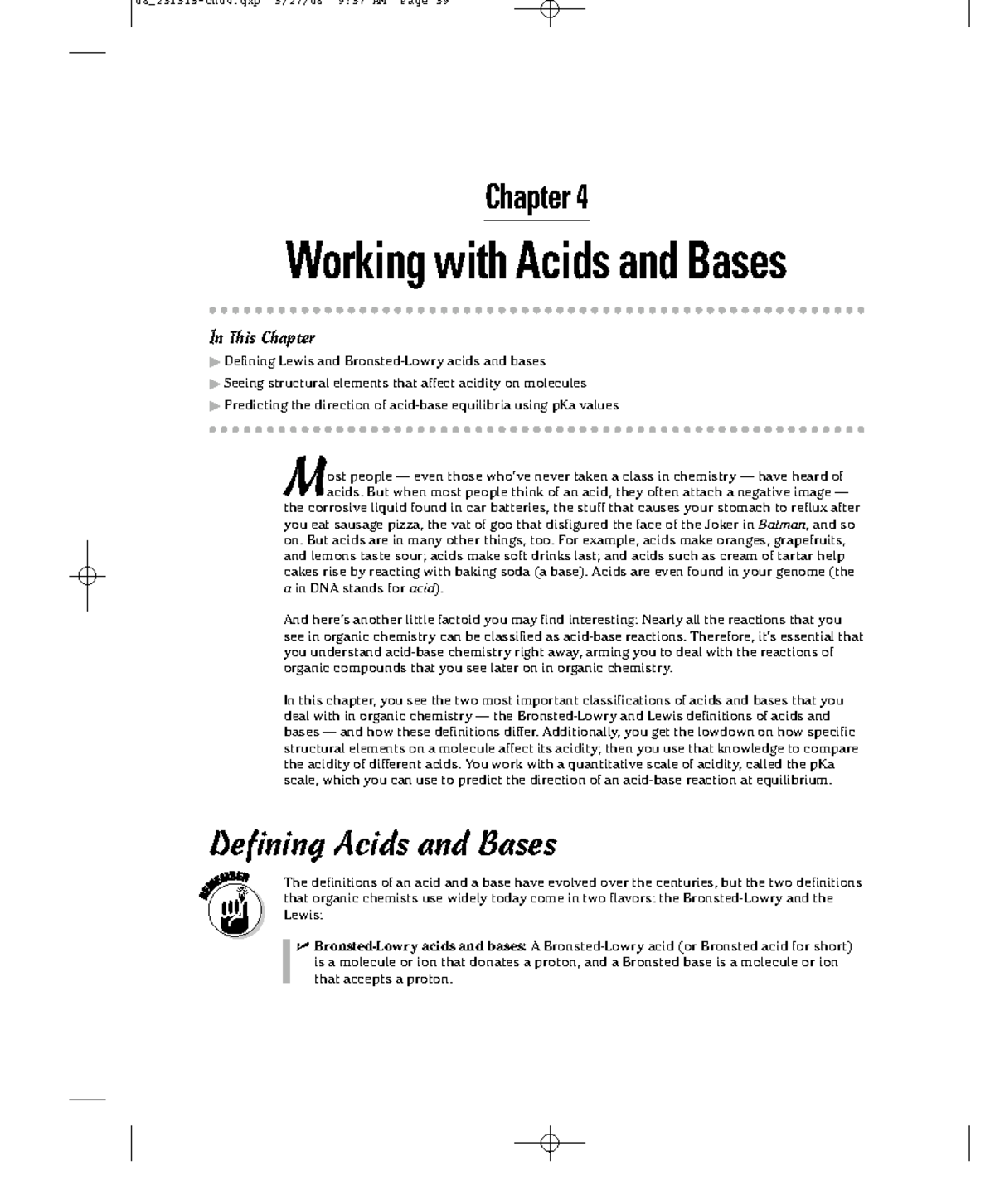 Organic chemistry chapter B.4 University of Kota - Chapter 4 Working with Acids and Bases In ...