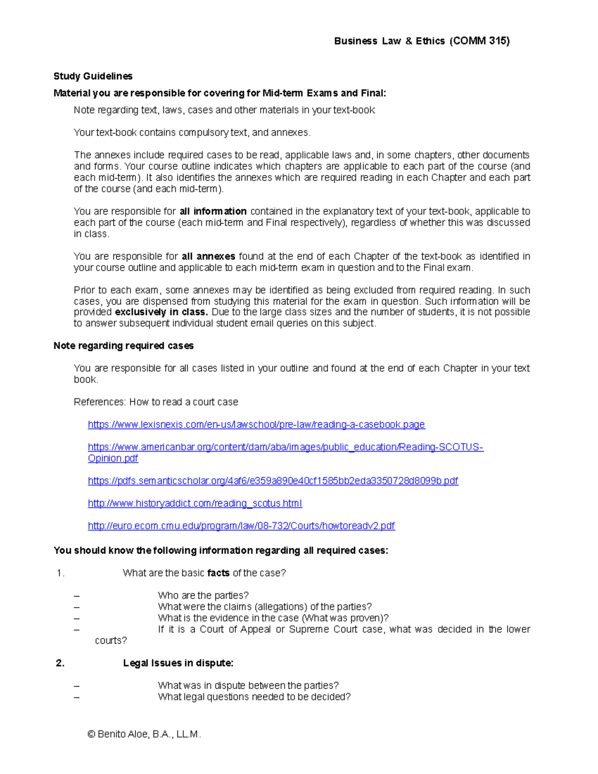 Study and Exam guidelines 2020 - Study Guidelines Material you are ...