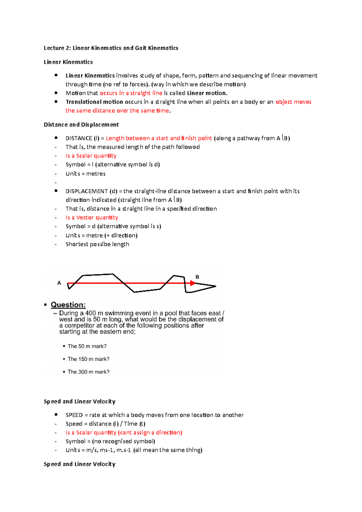 Lecture Week-2 (Linear Kinematics and Gait Kinematics) - Lecture 2 ...