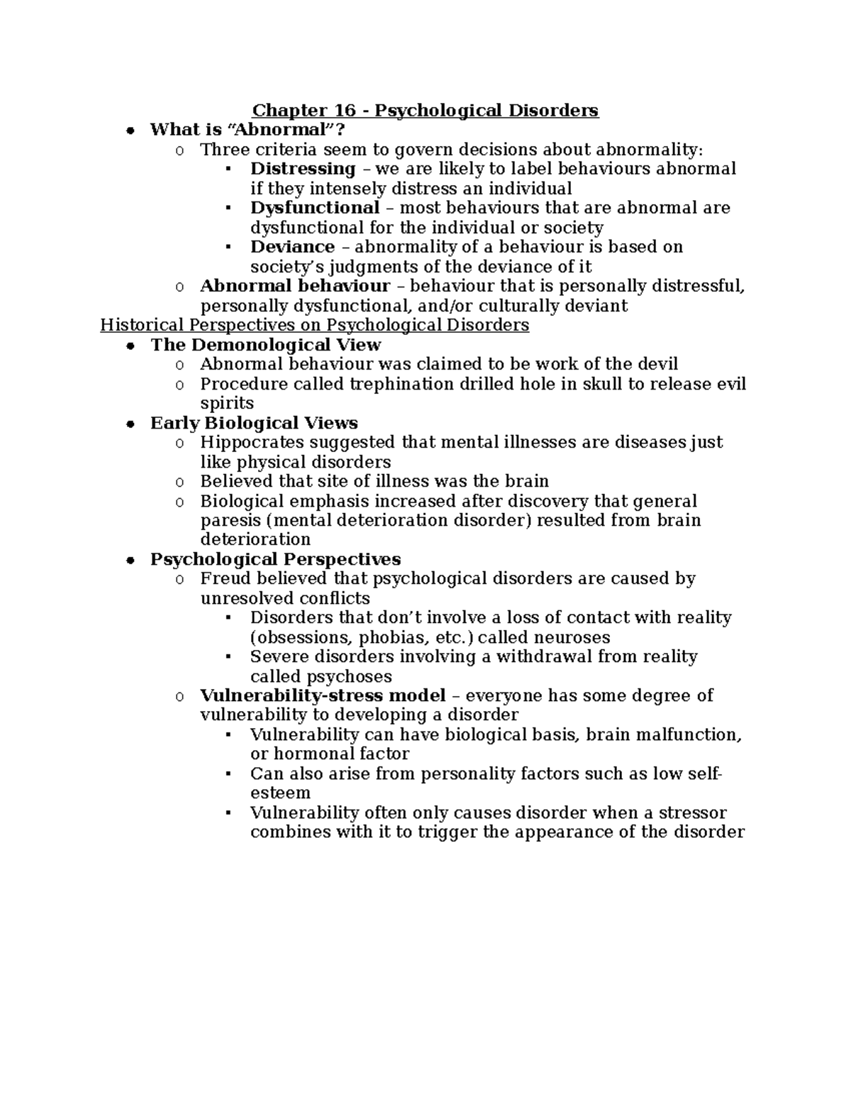 Chapter 16 Notes - Summary Psychology Frontiers and Applications ...