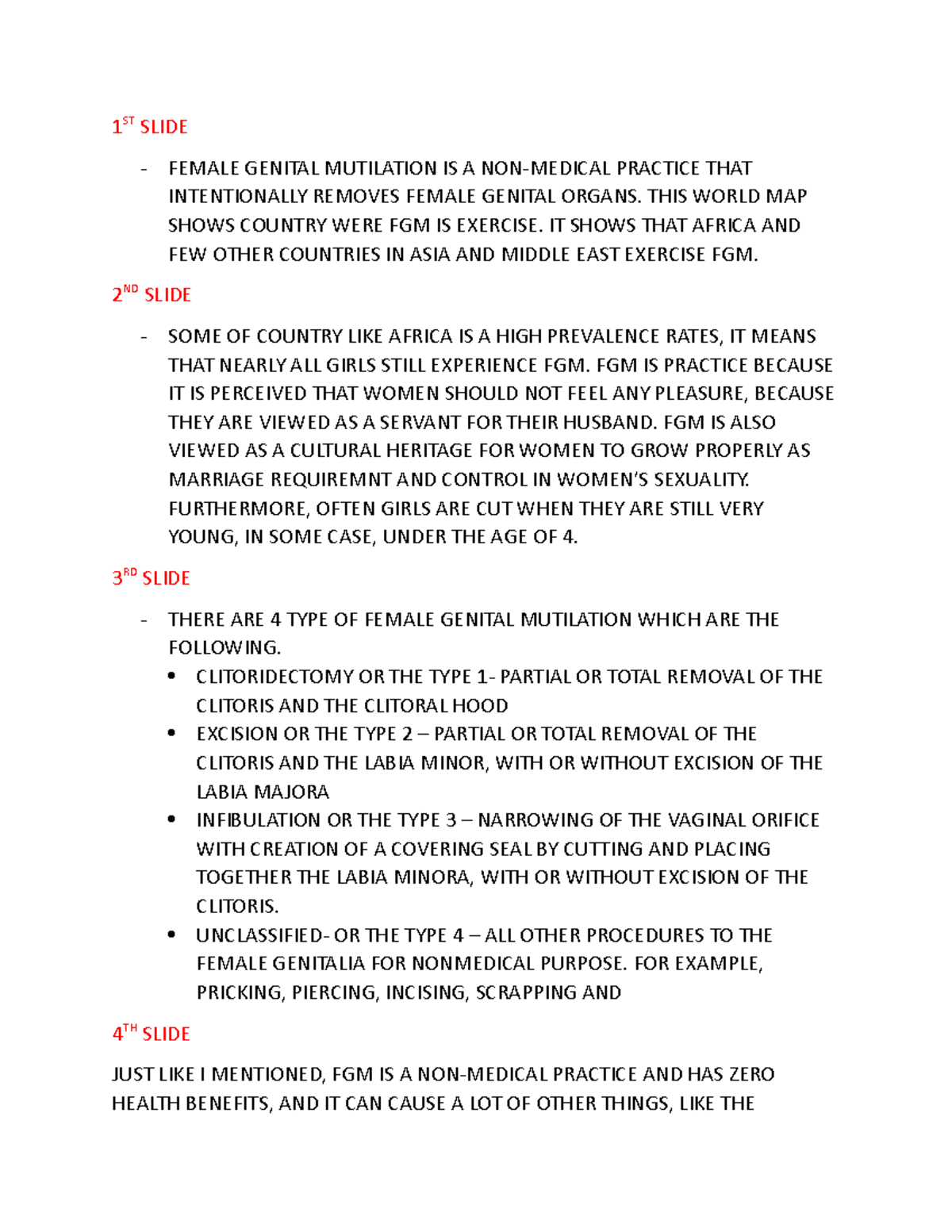 Reporting Notes Monday - 1ST SLIDE FEMALE GENITAL MUTILATION IS A ...