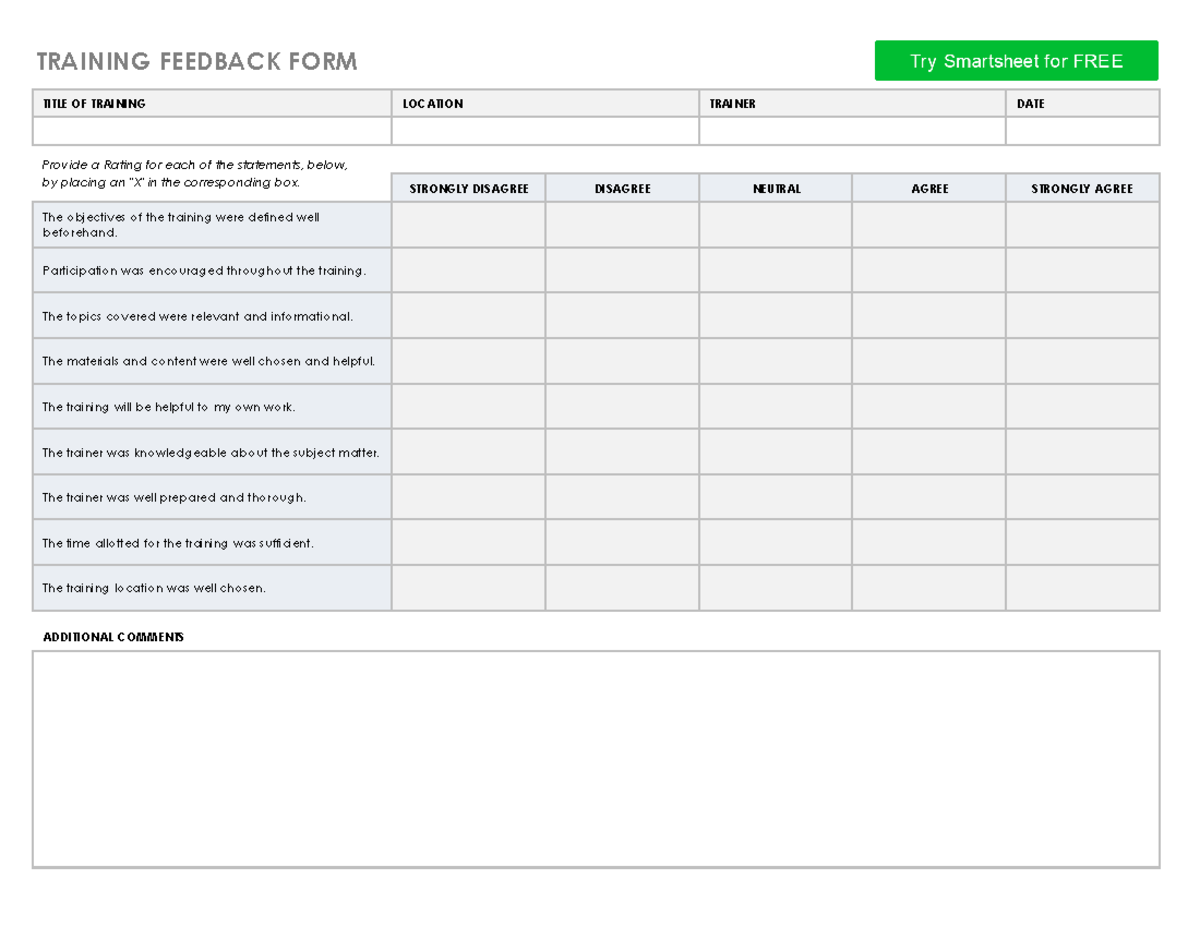 IC-Training-Feedback-Form-9446 PDF - TRAINING FEEDBACK FORM TITLE OF TRAINING LOCATION TRAINER ...