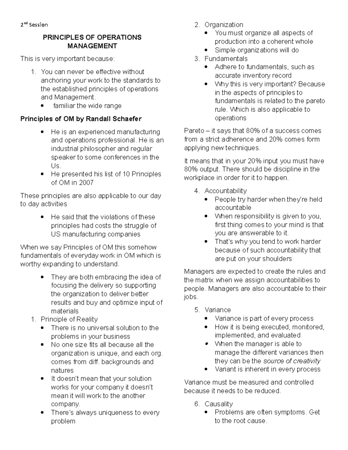 Session 2 Principlesof OM - 2 nd Session PRINCIPLES OF OPERATIONS ...